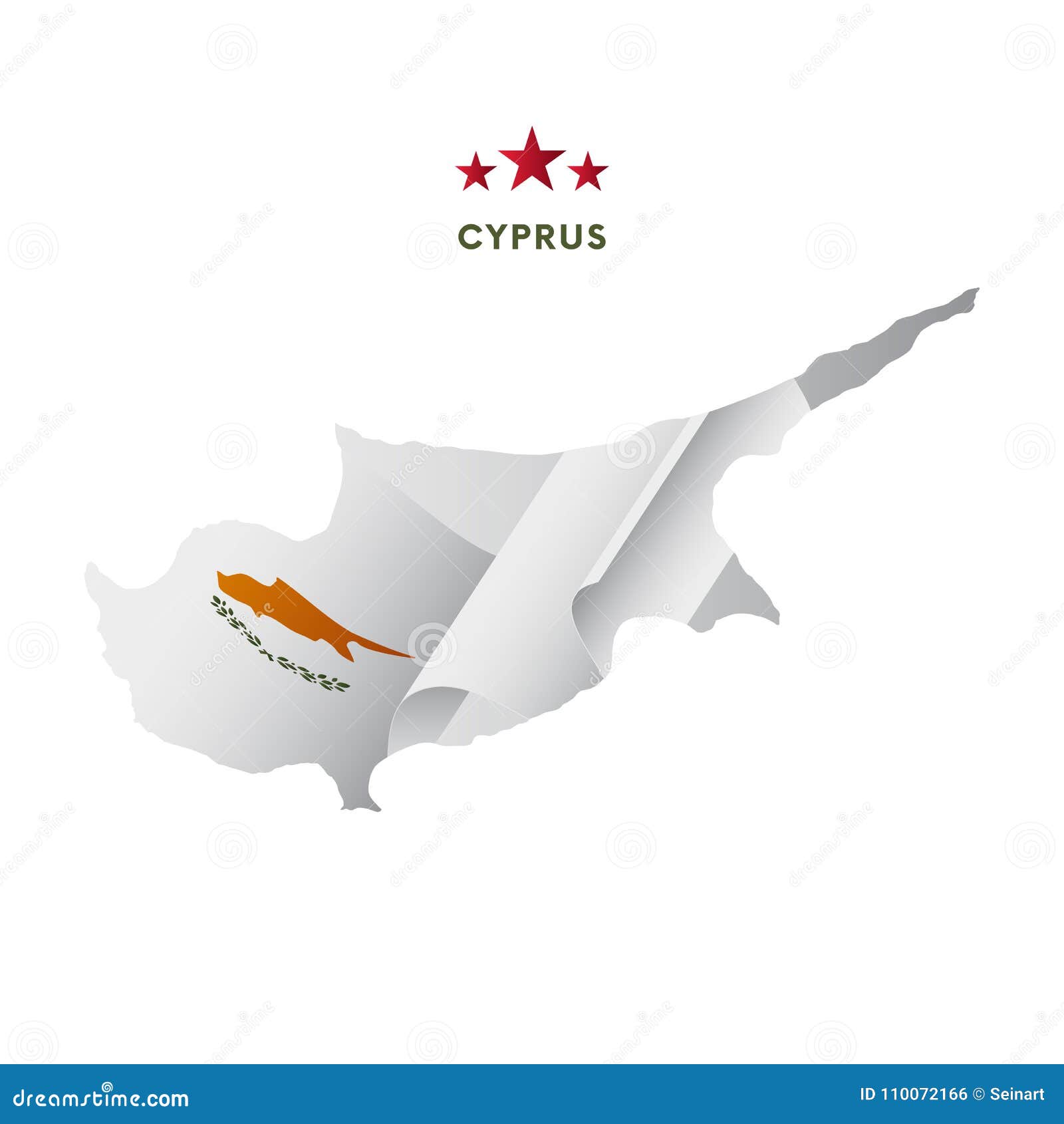 Cyprus Map with Waving Flag. Vector Illustration. Stock Vector ...