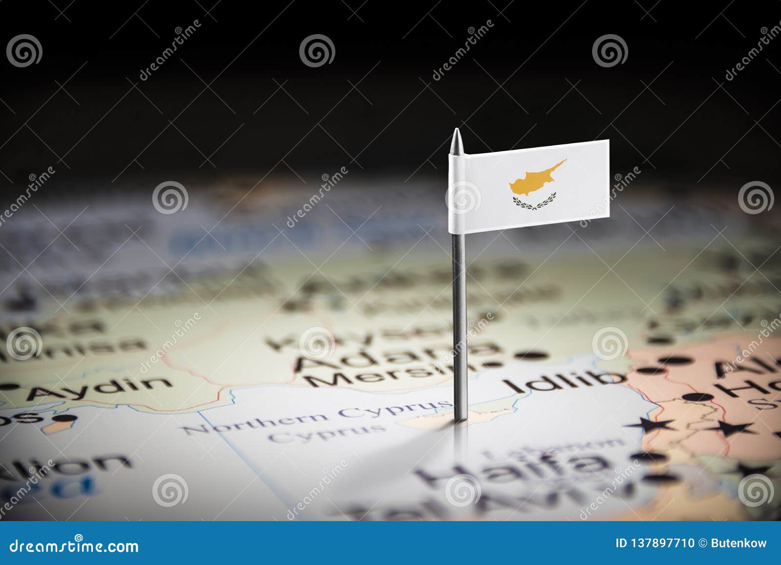 Cyprus Marked with a Flag on the Map Stock Photo - Image of atlas ...