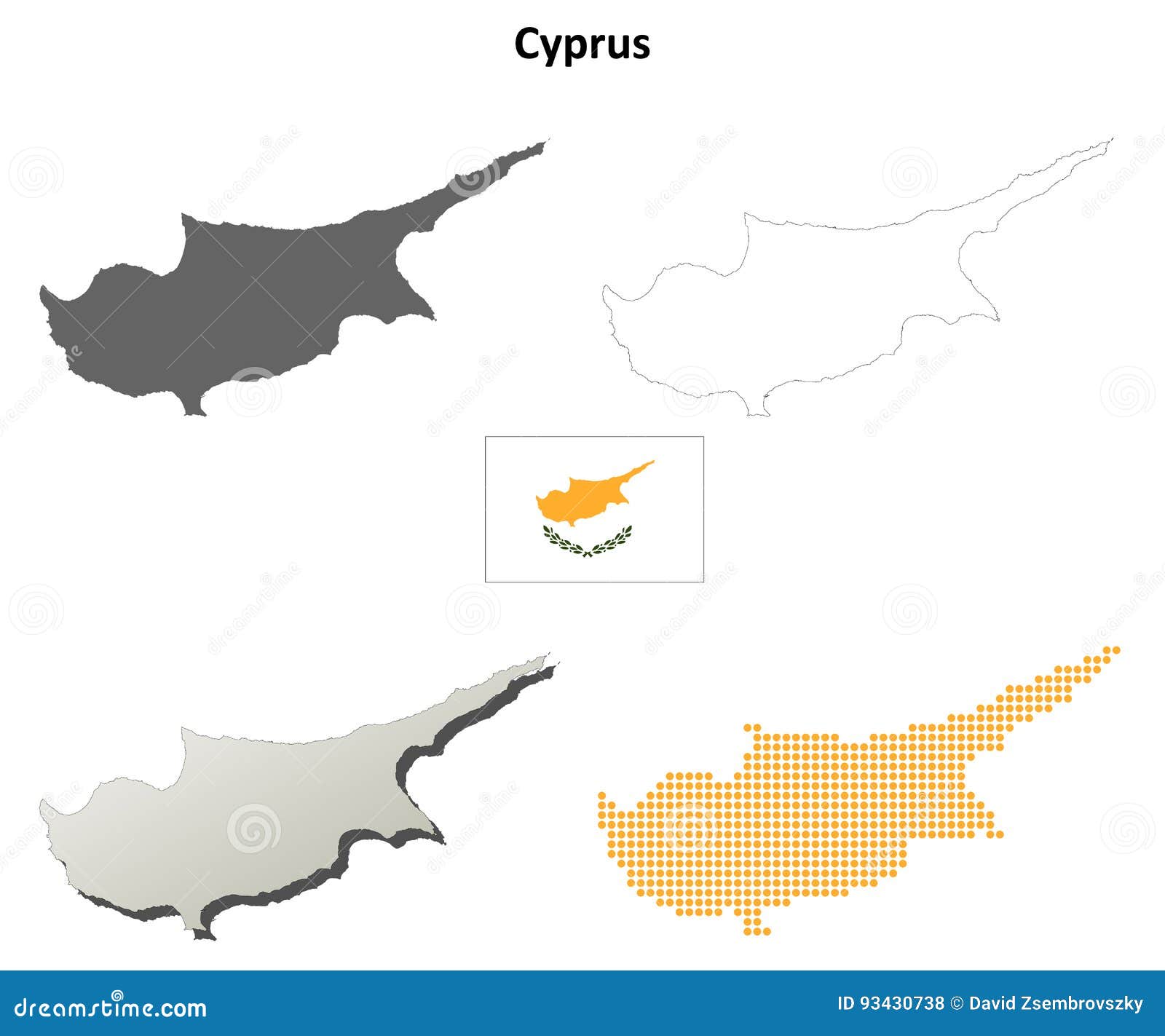 Cyprus outline map set stock vector. Illustration of country - 93430738
