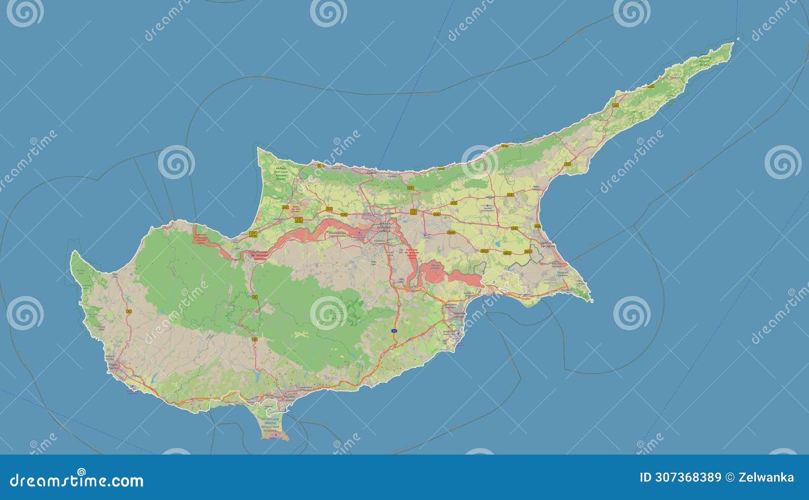 Cyprus Outlined. Topo German Stock Illustration - Illustration of ...