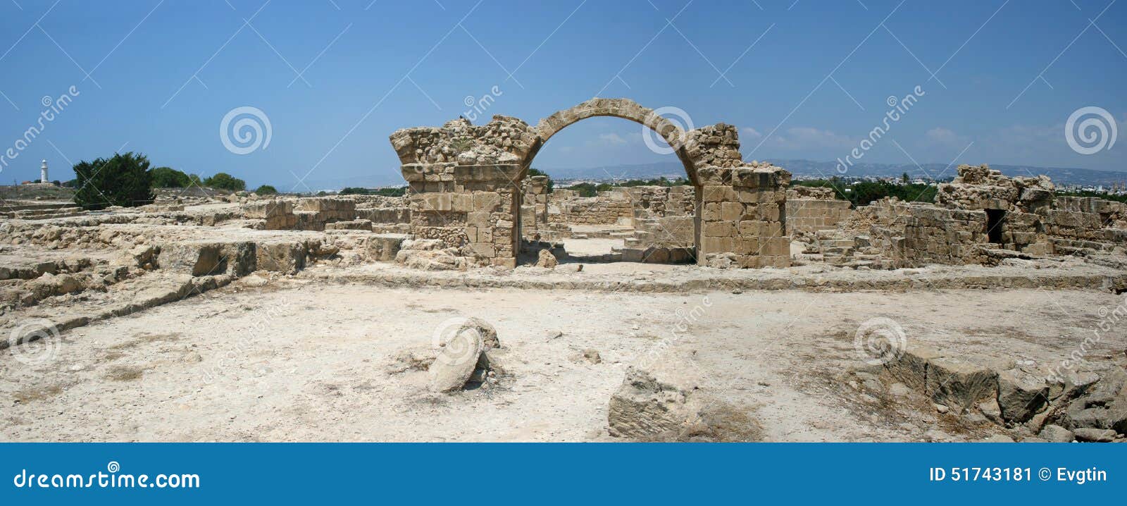 Cyprus. Paphos. Saranta Kolones. Stock Image - Image of ruin, panoramic ...
