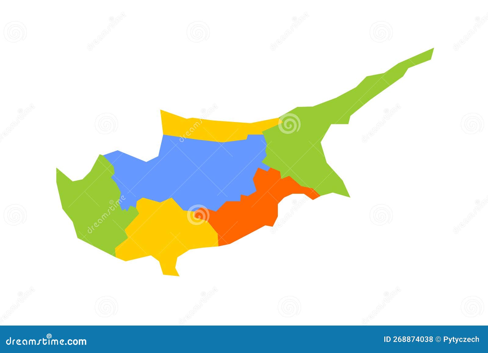 Cyprus Political Map of Administrative Divisions Stock Illustration ...