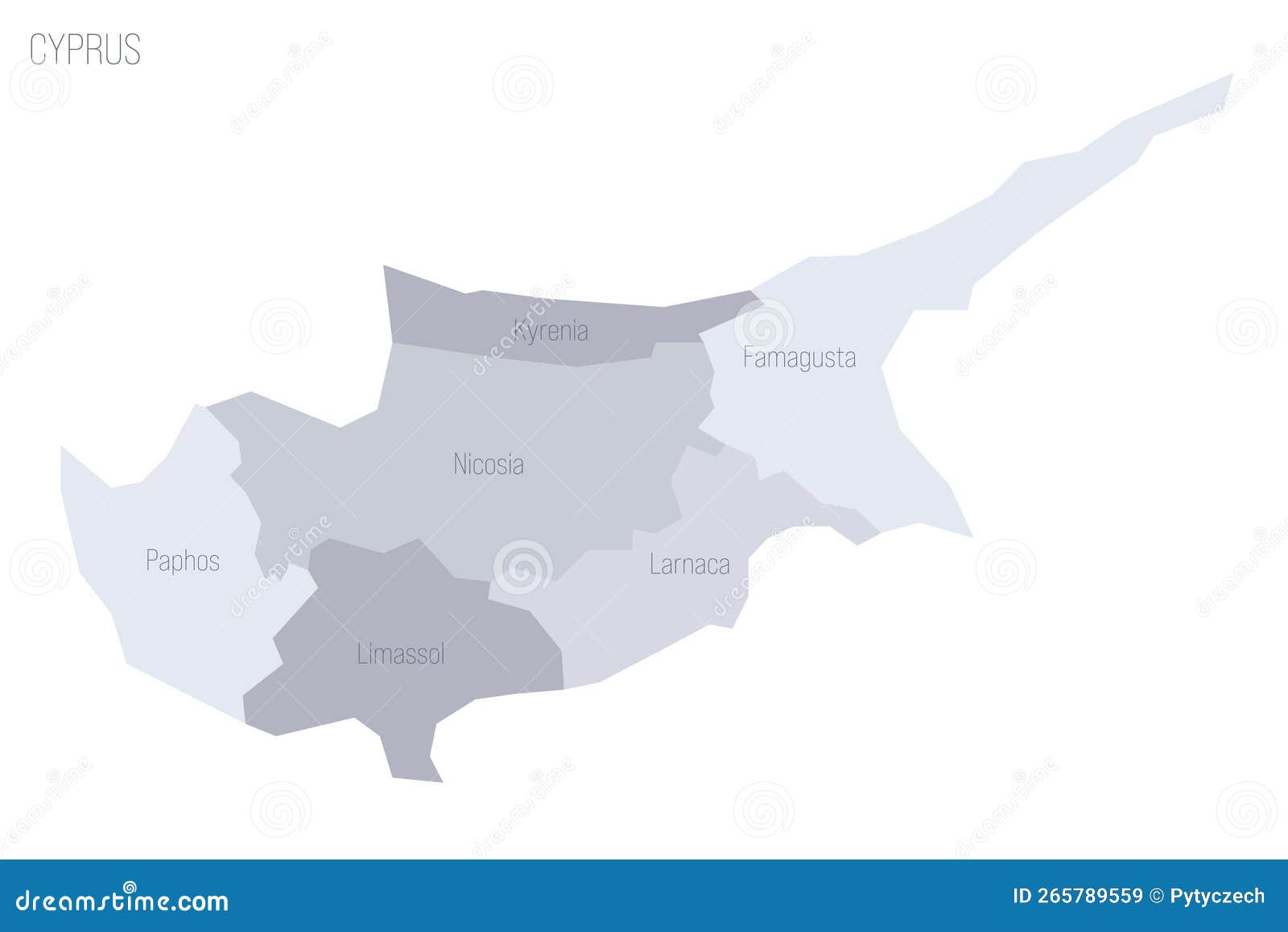 Cyprus Political Map of Administrative Divisions Stock Vector ...