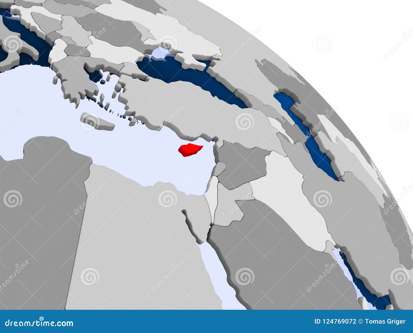 Cyprus in red on map stock illustration. Illustration of political ...