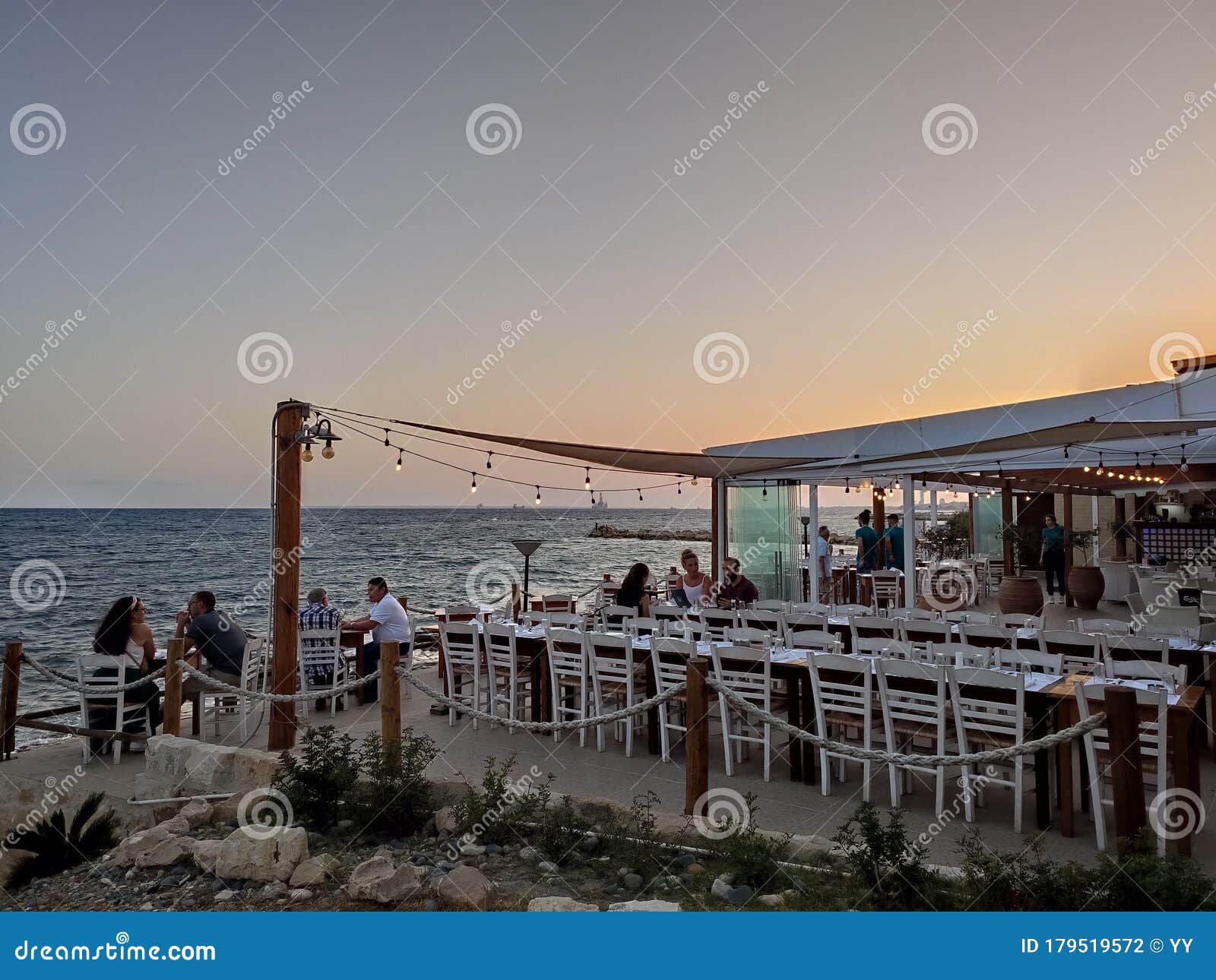Cyprus Seaside Dining editorial photography. Image of vehicle - 179519572