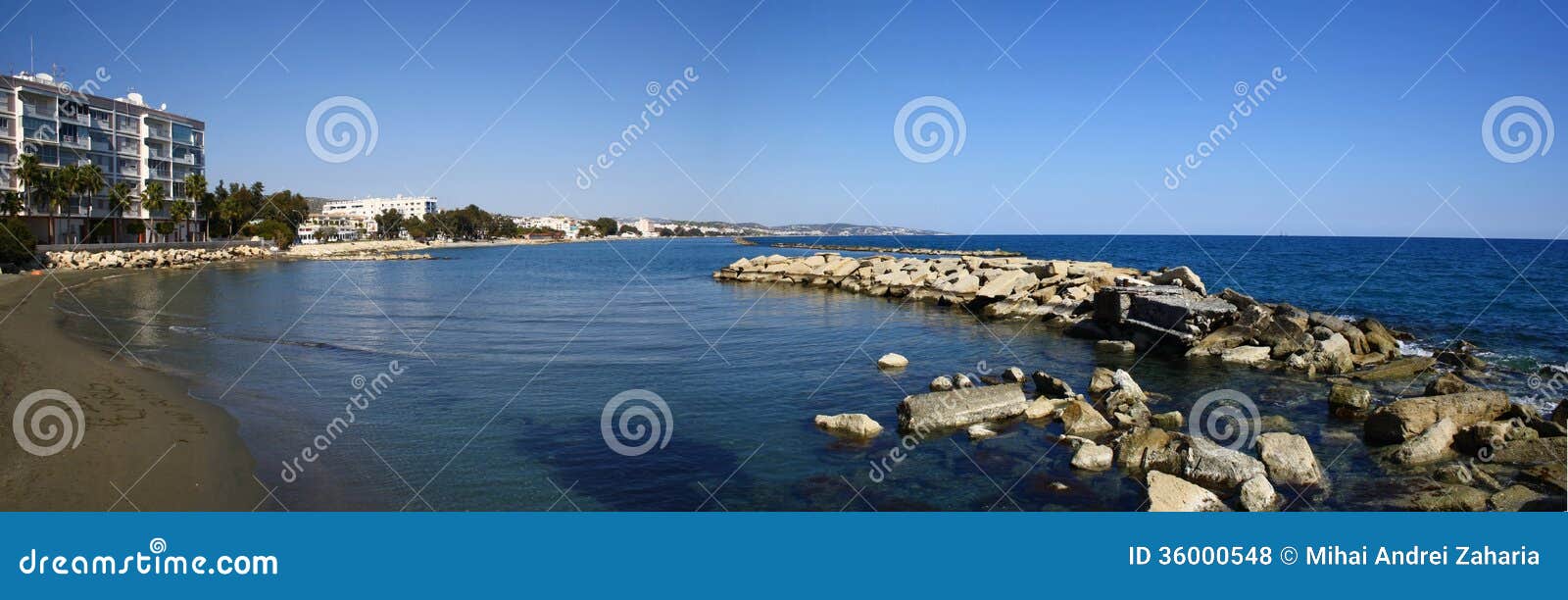 Panorama Picture of Cyprus Seaside Beach and Port Stock Photo - Image ...