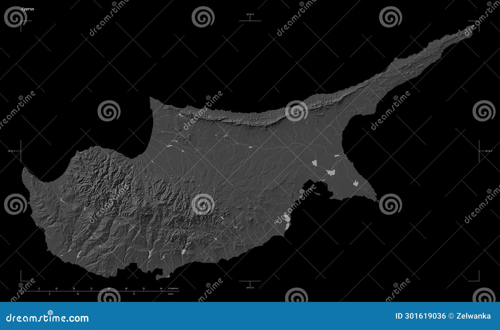 Cyprus Shape on Black. Bilevel Stock Illustration - Illustration of ...