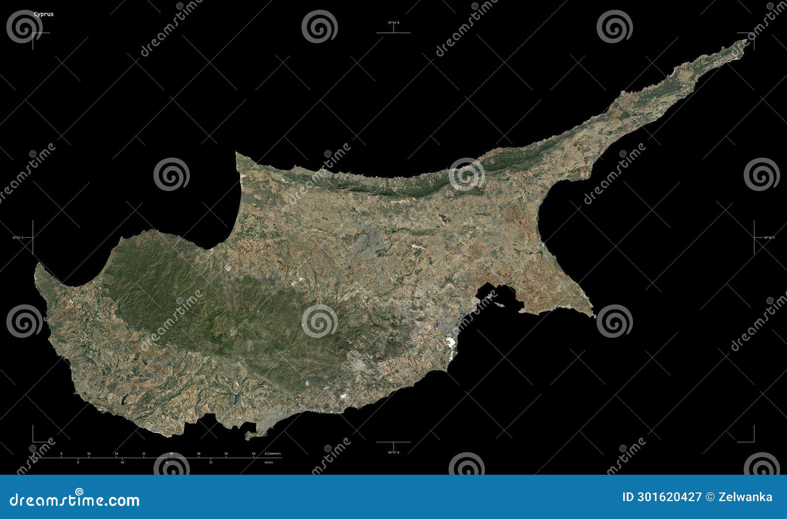 Cyprus Shape on Black. High-res Satellite Stock Illustration ...