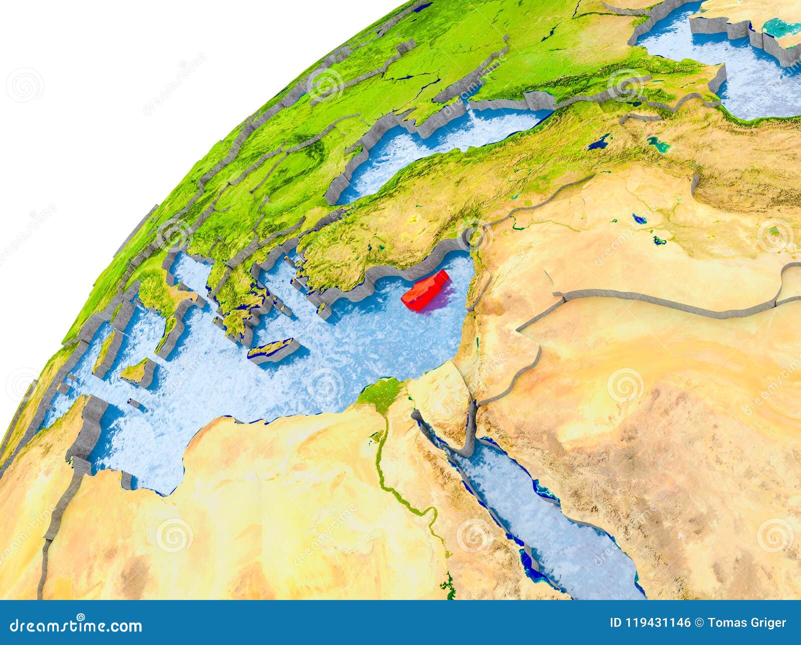 Map of Cyprus in Red on Globe Stock Illustration - Illustration of ...