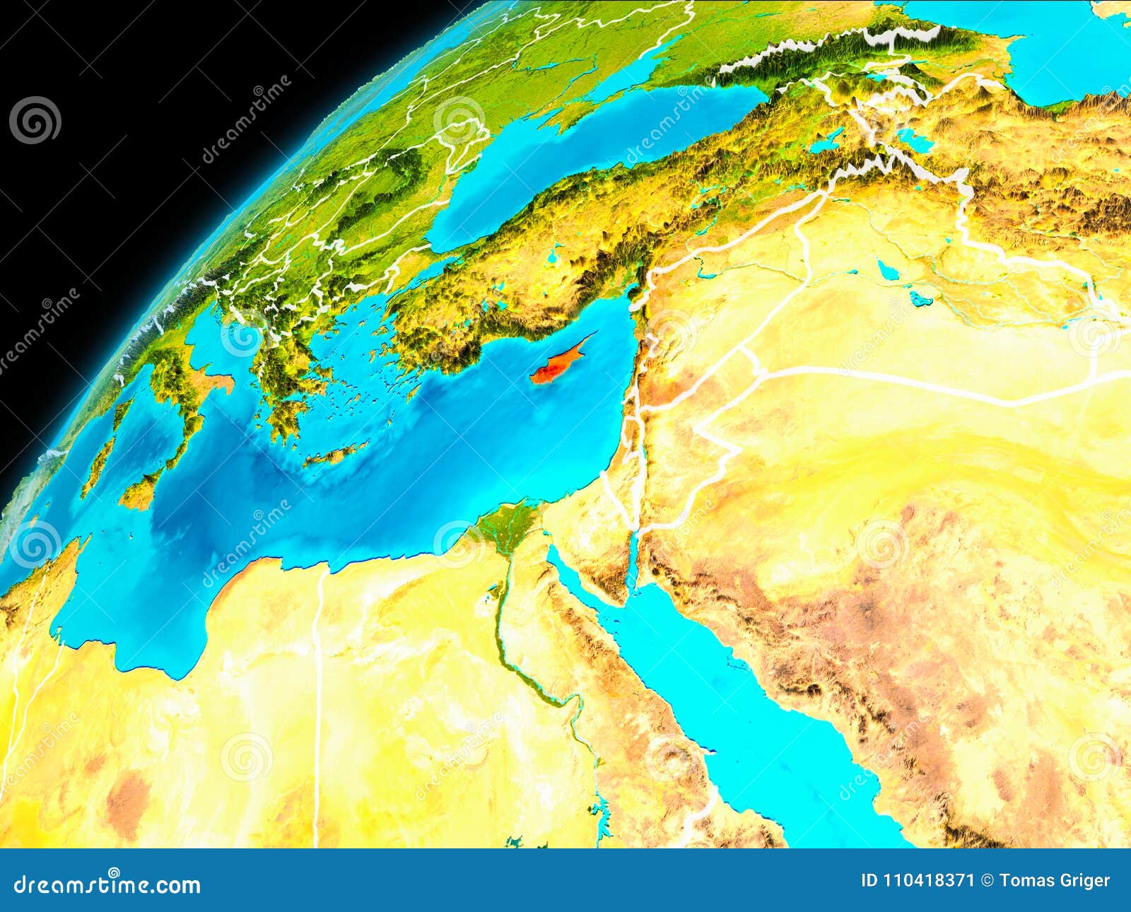 Cyprus from space stock illustration. Illustration of europe - 110418371