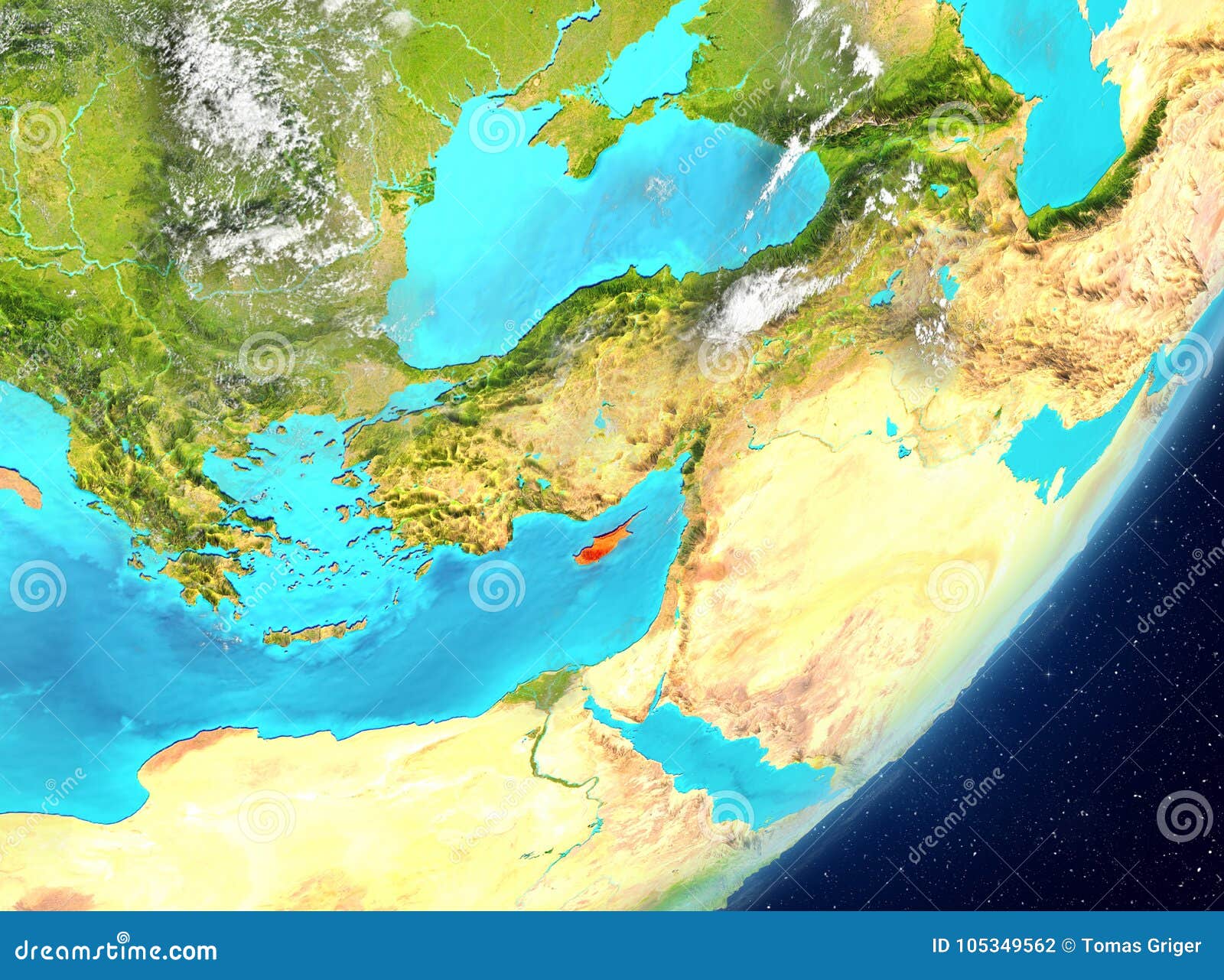 Cyprus from space stock illustration. Illustration of european - 105349562