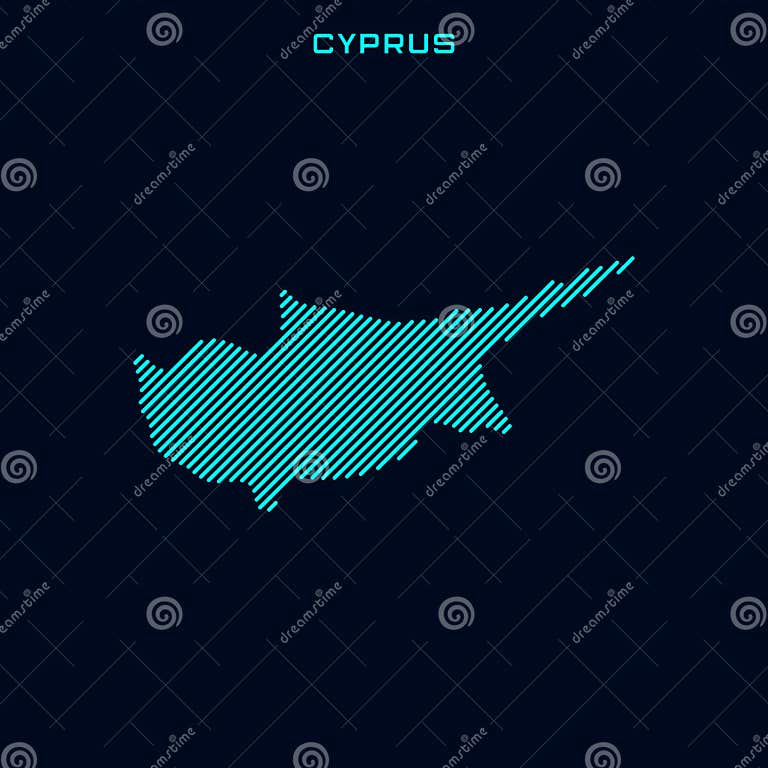 Cyprus Striped Map Vector Design Template with Blue Background. Stock ...