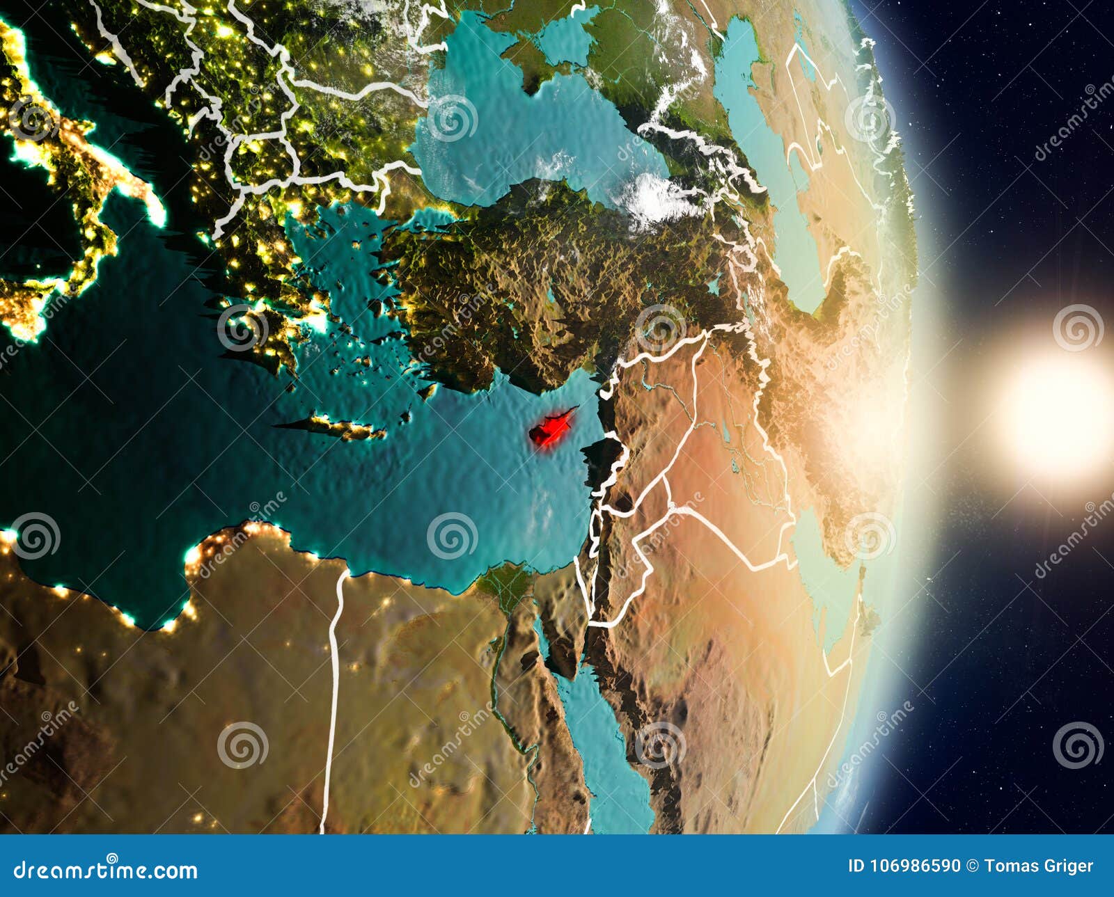 Cyprus during sunrise stock photo. Image of international - 106986590