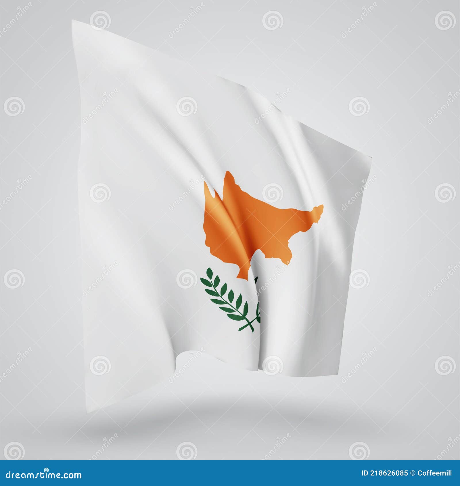 Cyprus, Vector Flag with Waves and Bends Waving in the Wind on a White ...