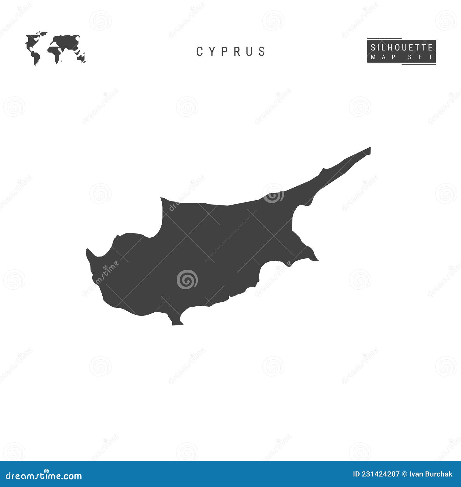 Cyprus Vector Map Isolated On White Background. High-Detailed Black ...