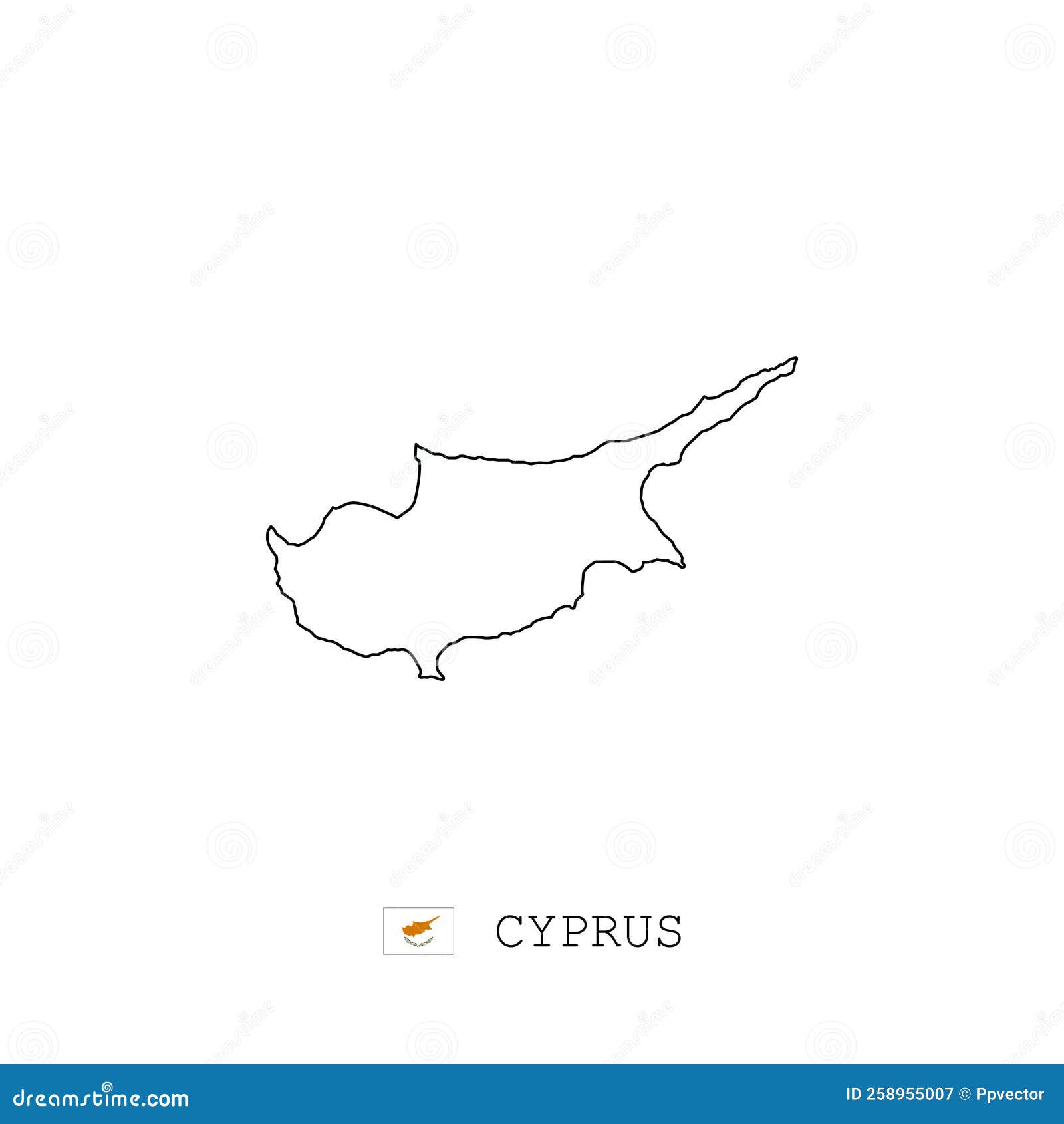 Cyprus Vector Map Outline, Line, Linear. Cyprus Black Map on White ...