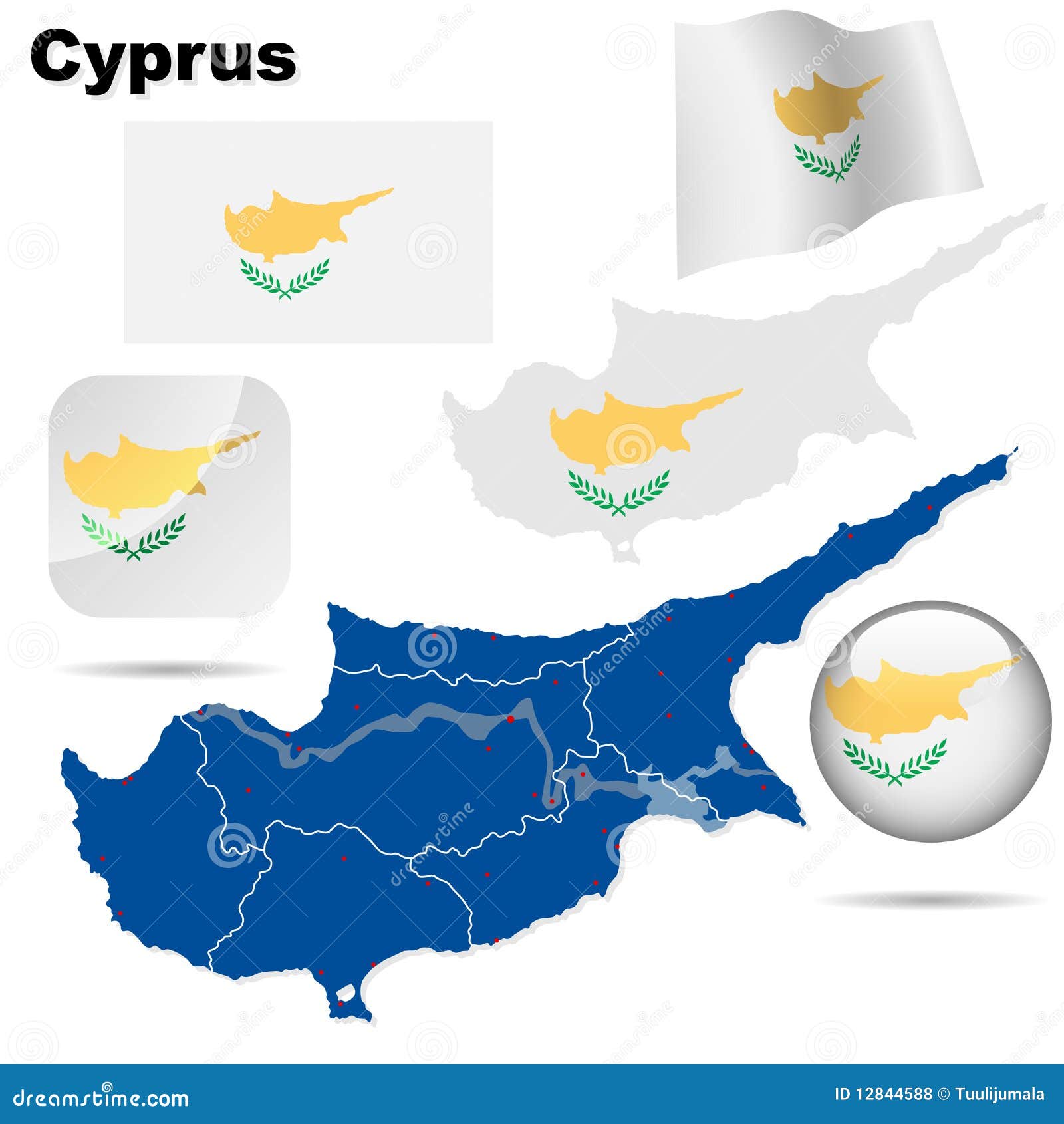 Cyprus vector set. stock vector. Illustration of contour - 12844588