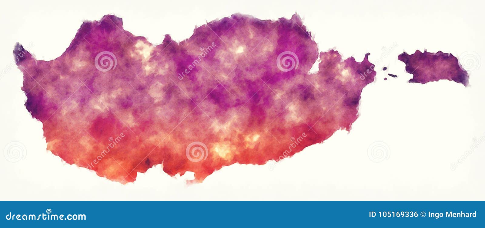 Cyprus Watercolor Map Vector Illustration Of Blue Color With Border ...