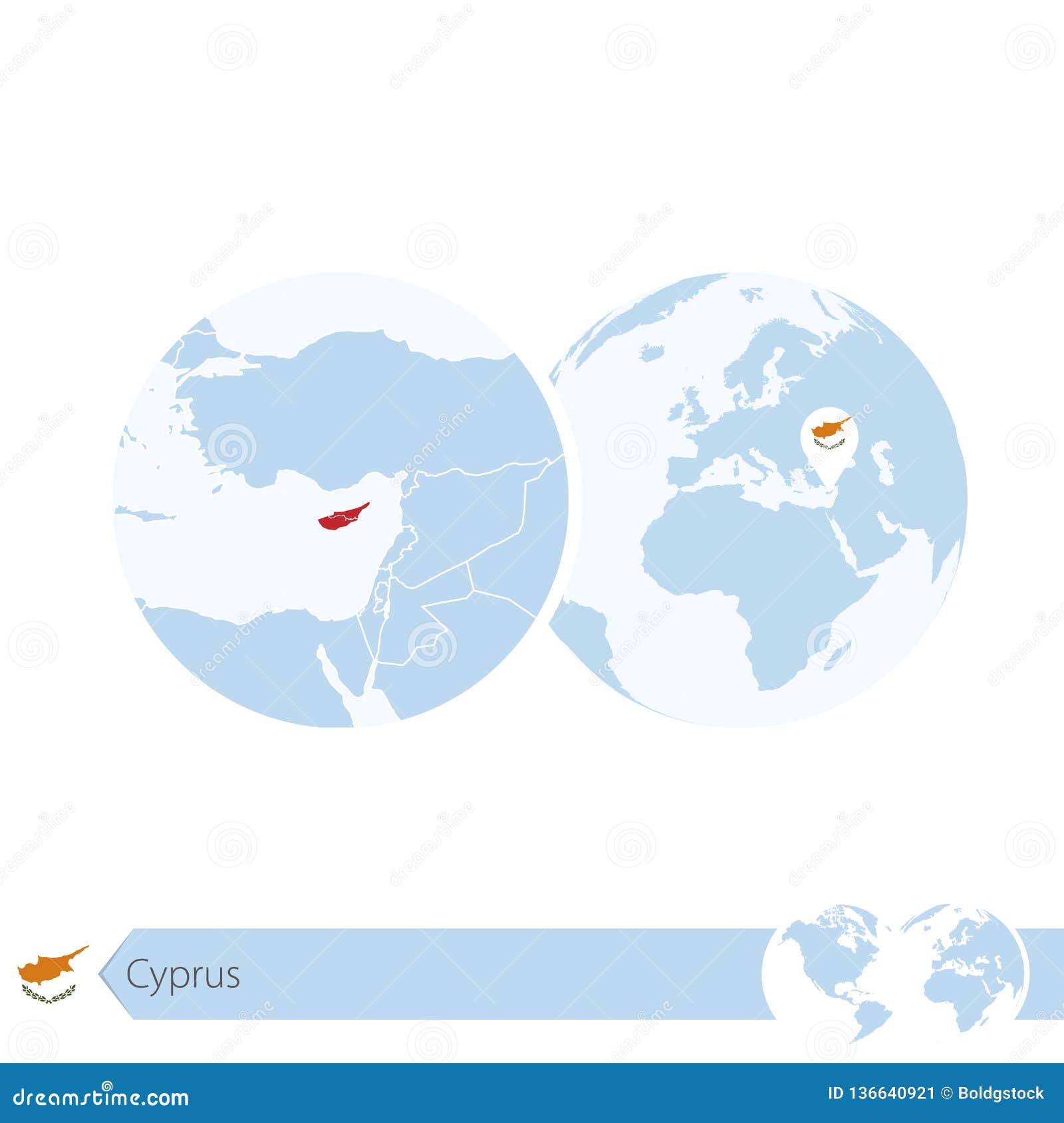 Cyprus on World Globe with Flag and Regional Map of Cyprus Stock Vector ...