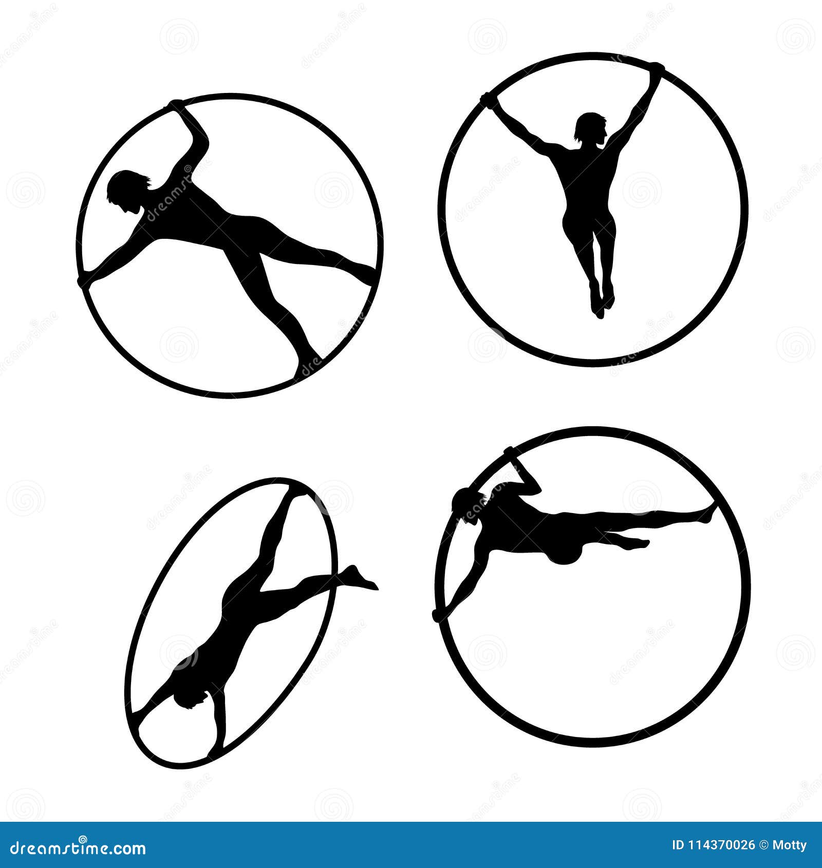 Cyr Wheel Silhouette Acrobat Cirque Performer Stock Illustration ...