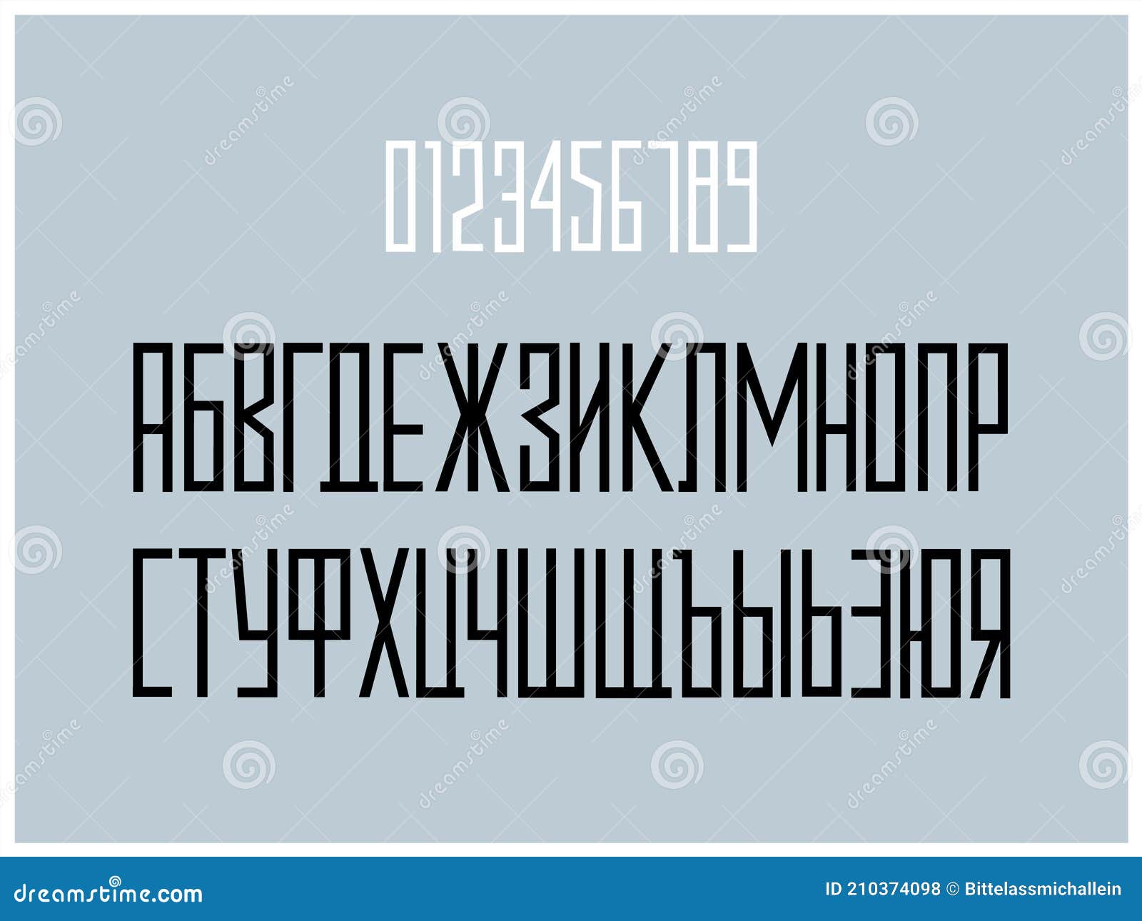 Cyrillic Font with Numbers. Vector Type. Konstruktivizm Stock ...