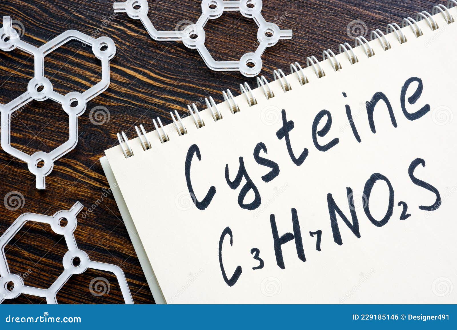 Cysteine with Handwritten Chemical Formula in the Notepad. Stock Photo ...