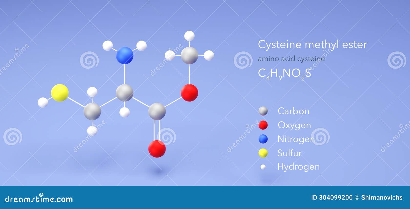 Cysteine Methyl Ester Molecule, Molecular Structures, Amino Acid ...
