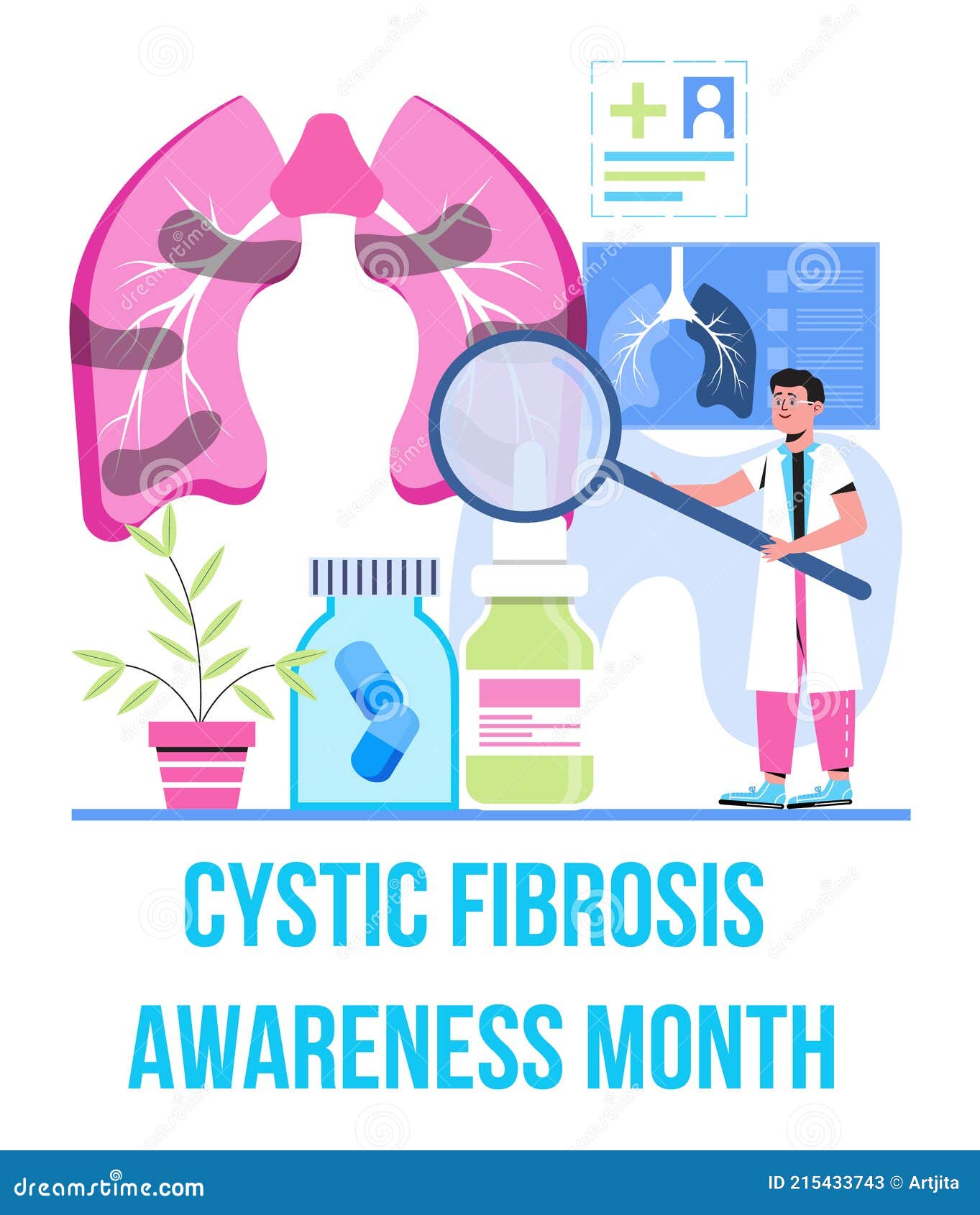National Cystic Fibrosis Awareness Month Vector Web Banner For Social