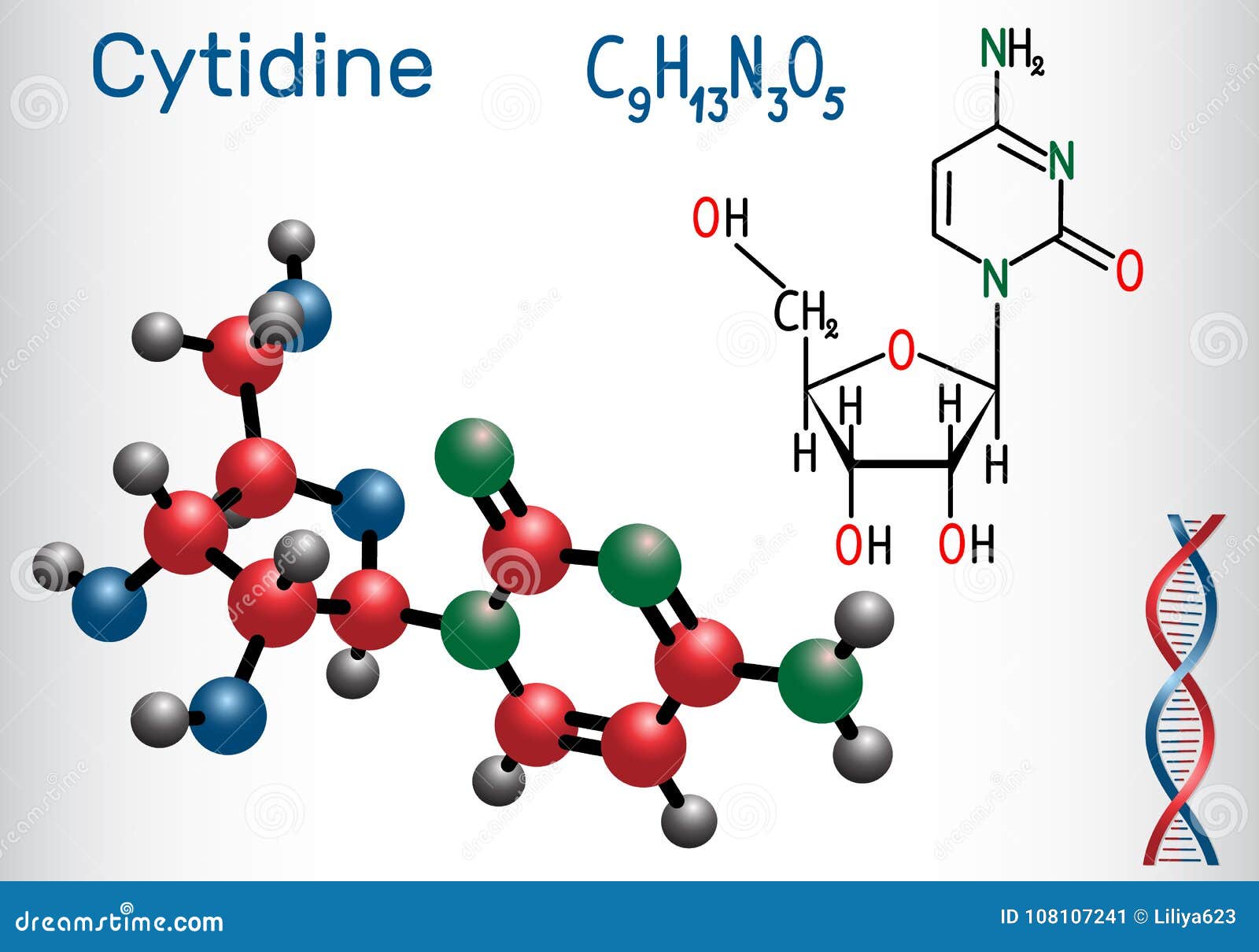 Cytidine - Pyrimidine Nucleoside Molecule, is Important Part of Stock ...