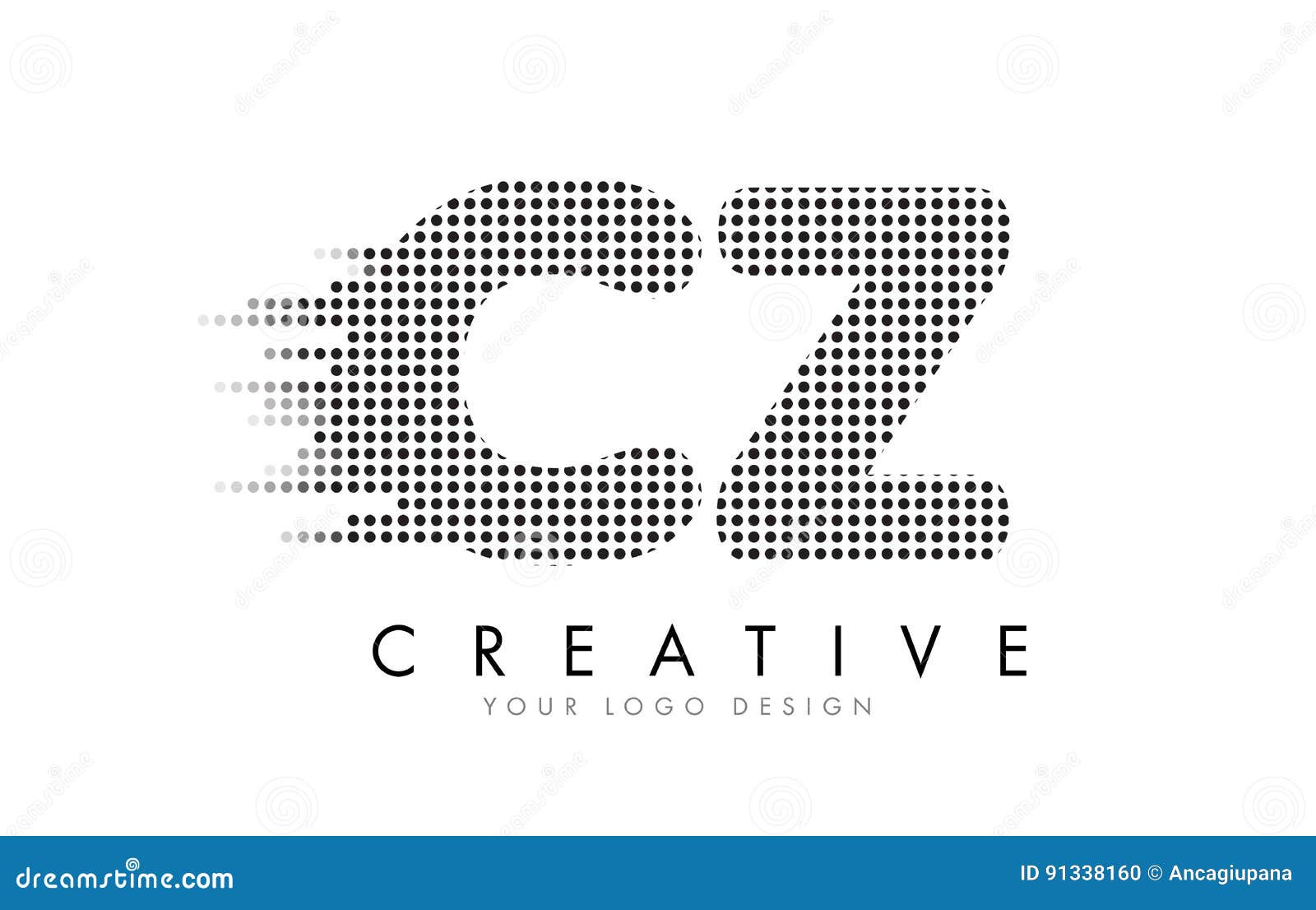 CZ C Z Letter Logo with Black Dots and Trails. Stock Vector ...