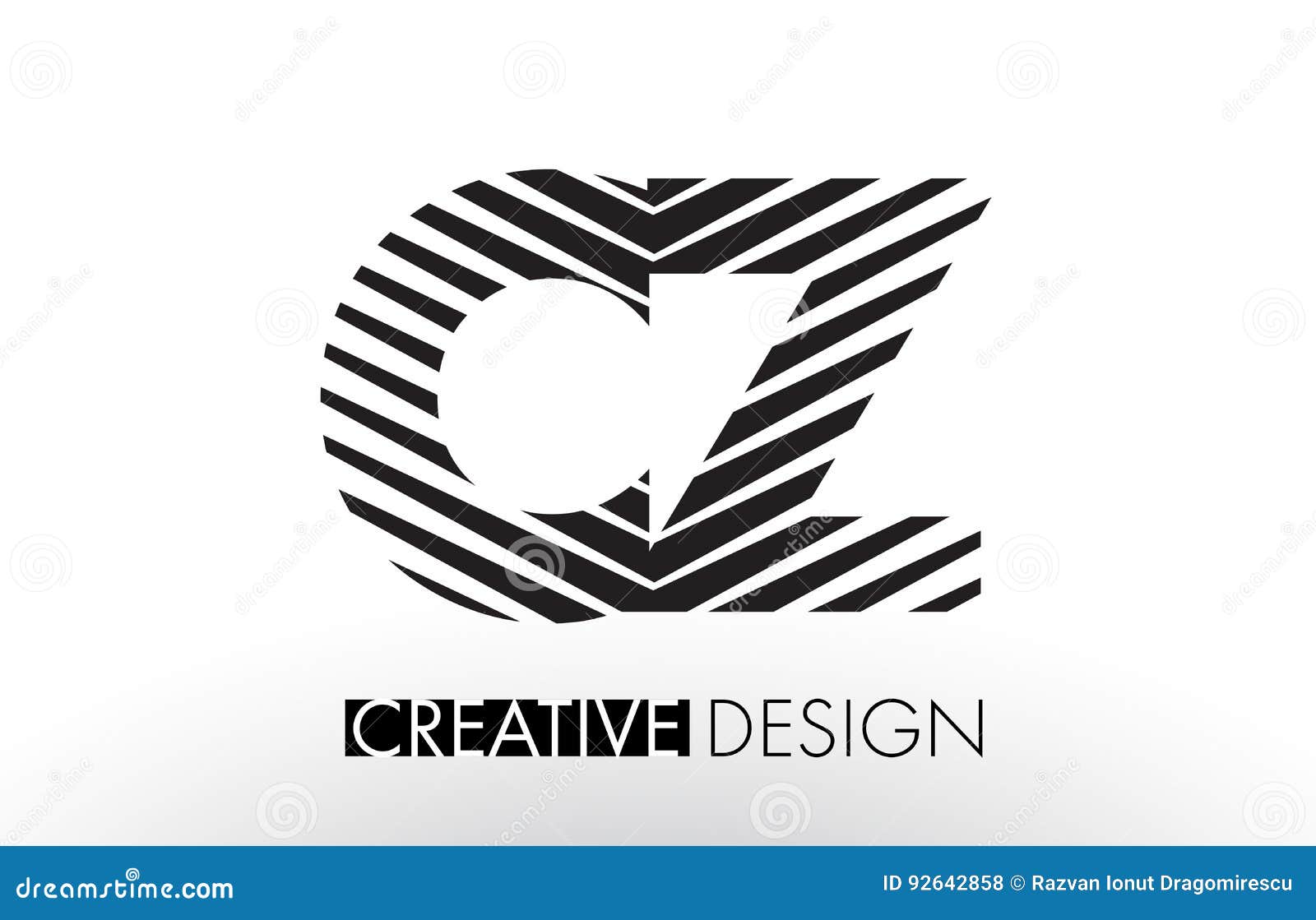 CZ C Z Lines Letter Design with Creative Elegant Zebra Stock Vector ...