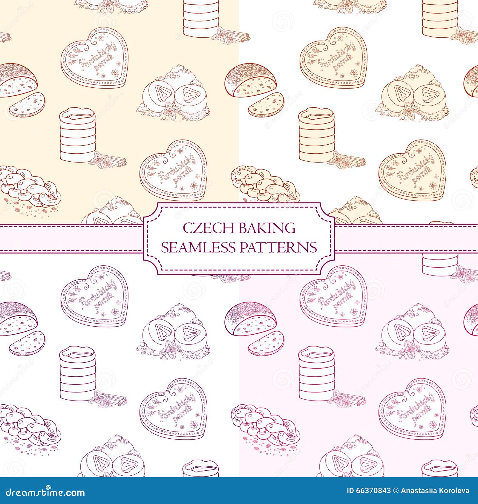 Czech Baking Seamless Patterns Stock Vector - Illustration of bakery ...