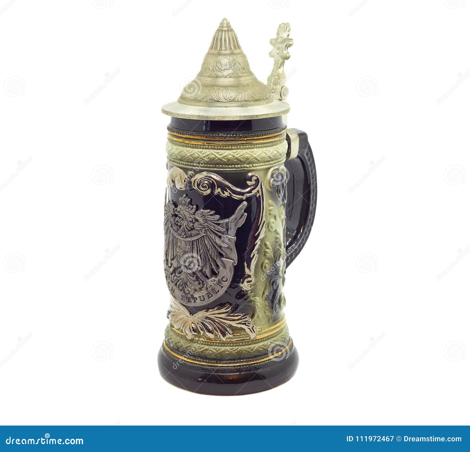 Czech Beer Mug with Lid on White Background Stock Image - Image of ...