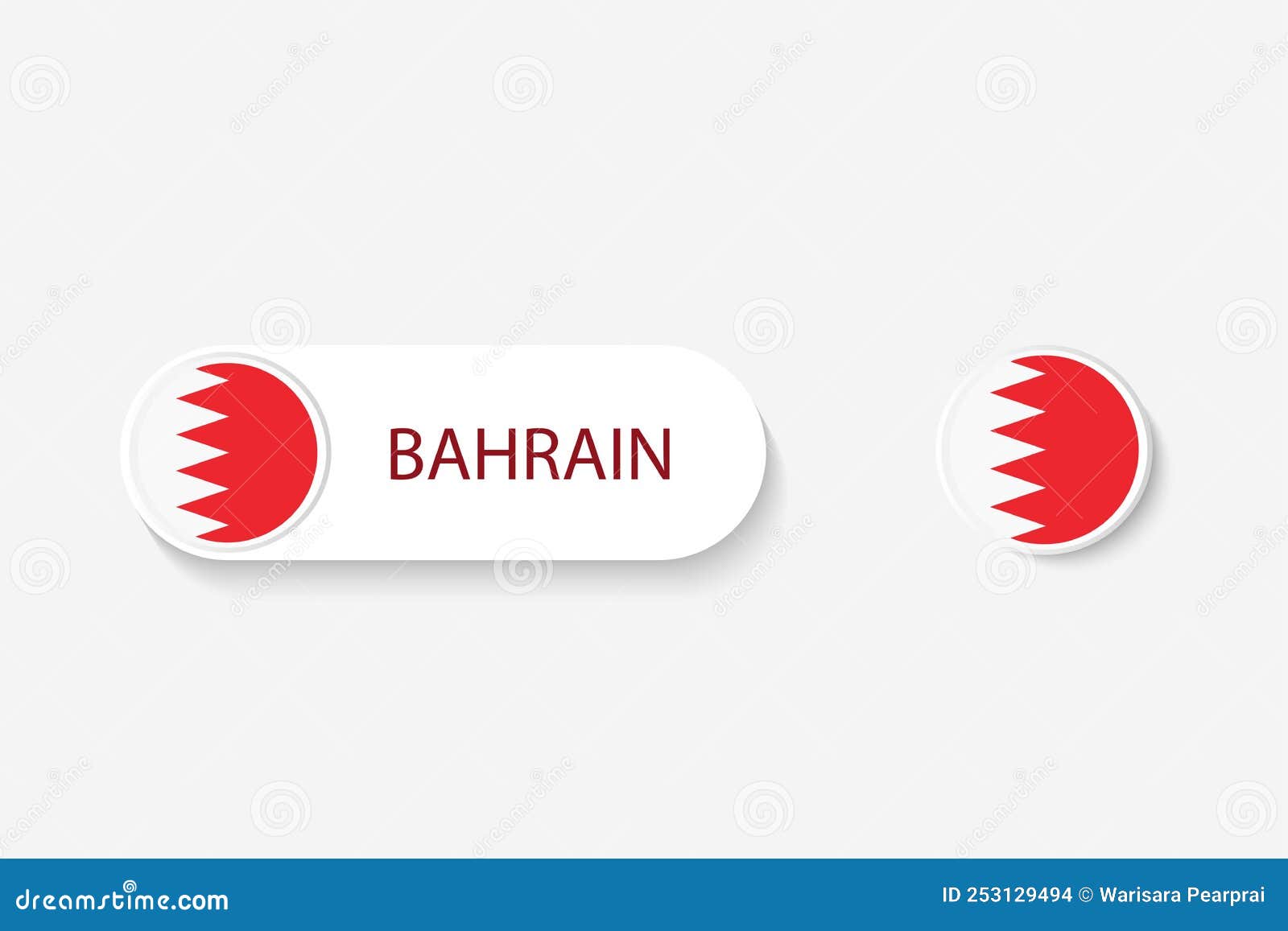 Bahrain Button Flag in Illustration of Oval Shaped with Word of Bahrain ...