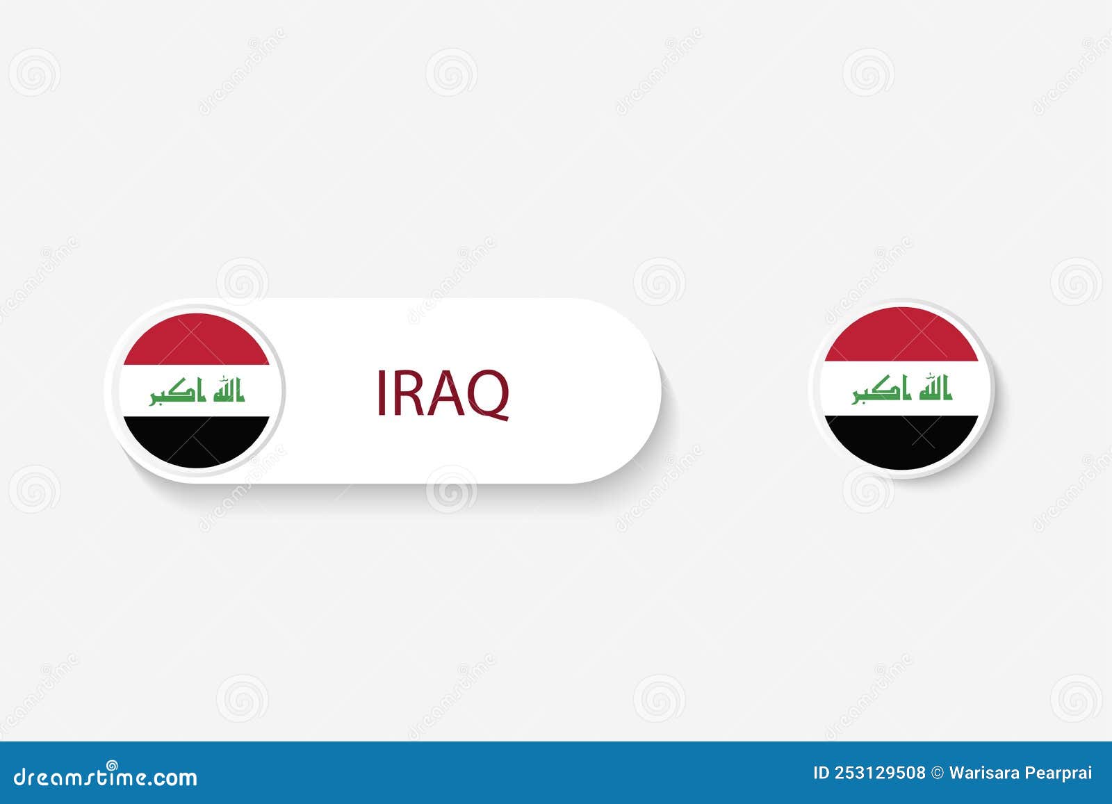 Iraq Button Flag in Illustration of Oval Shaped with Word of Iraq ...