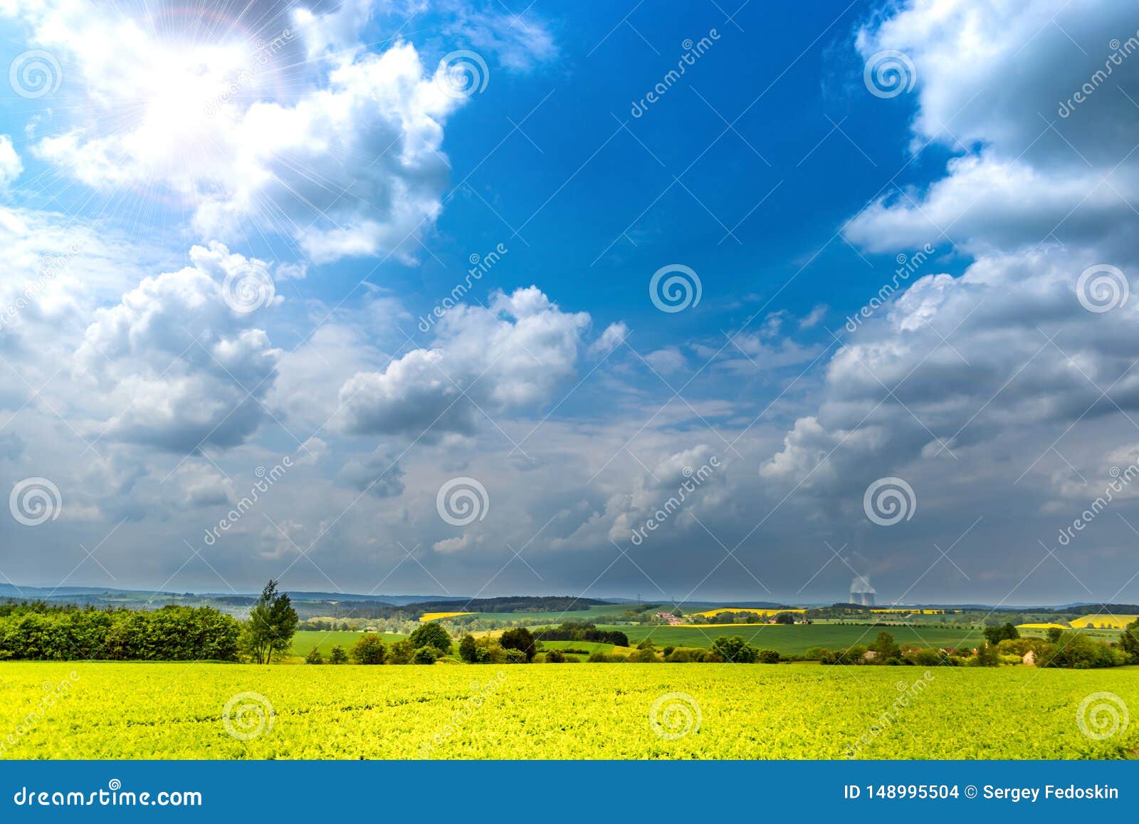 Czech Countryside with Powerstation on the Horizon Stock Photo - Image ...
