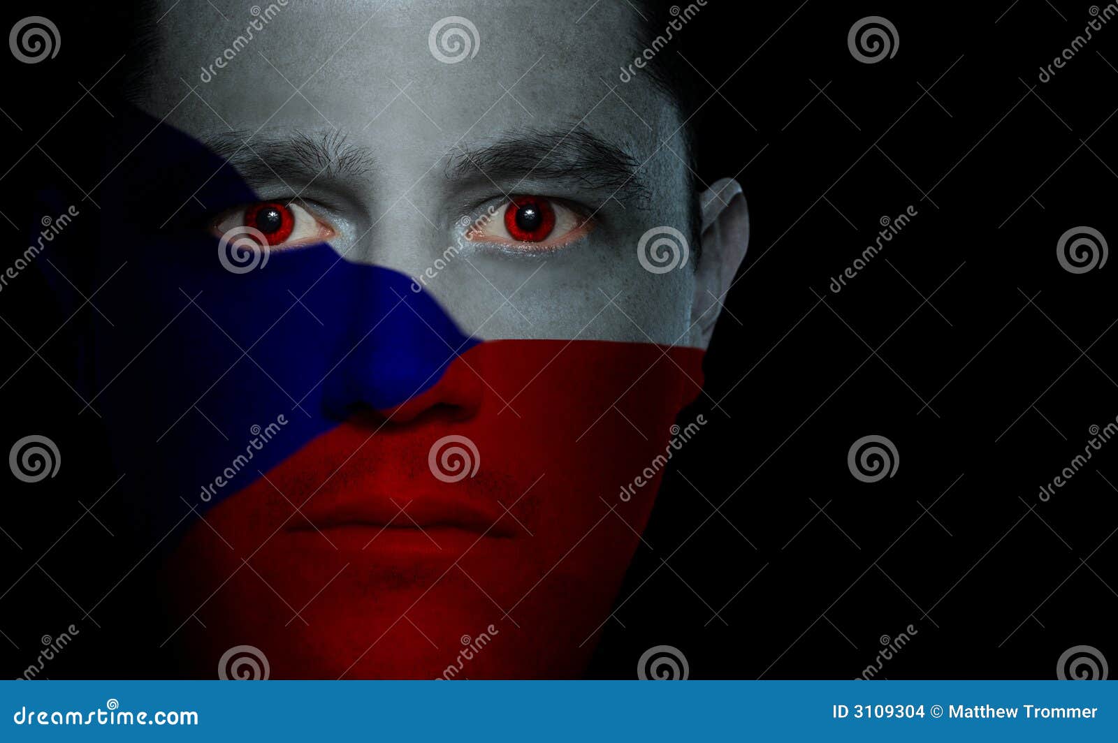 Czech Flag - Male Face stock photo. Image of aggressive - 3109304