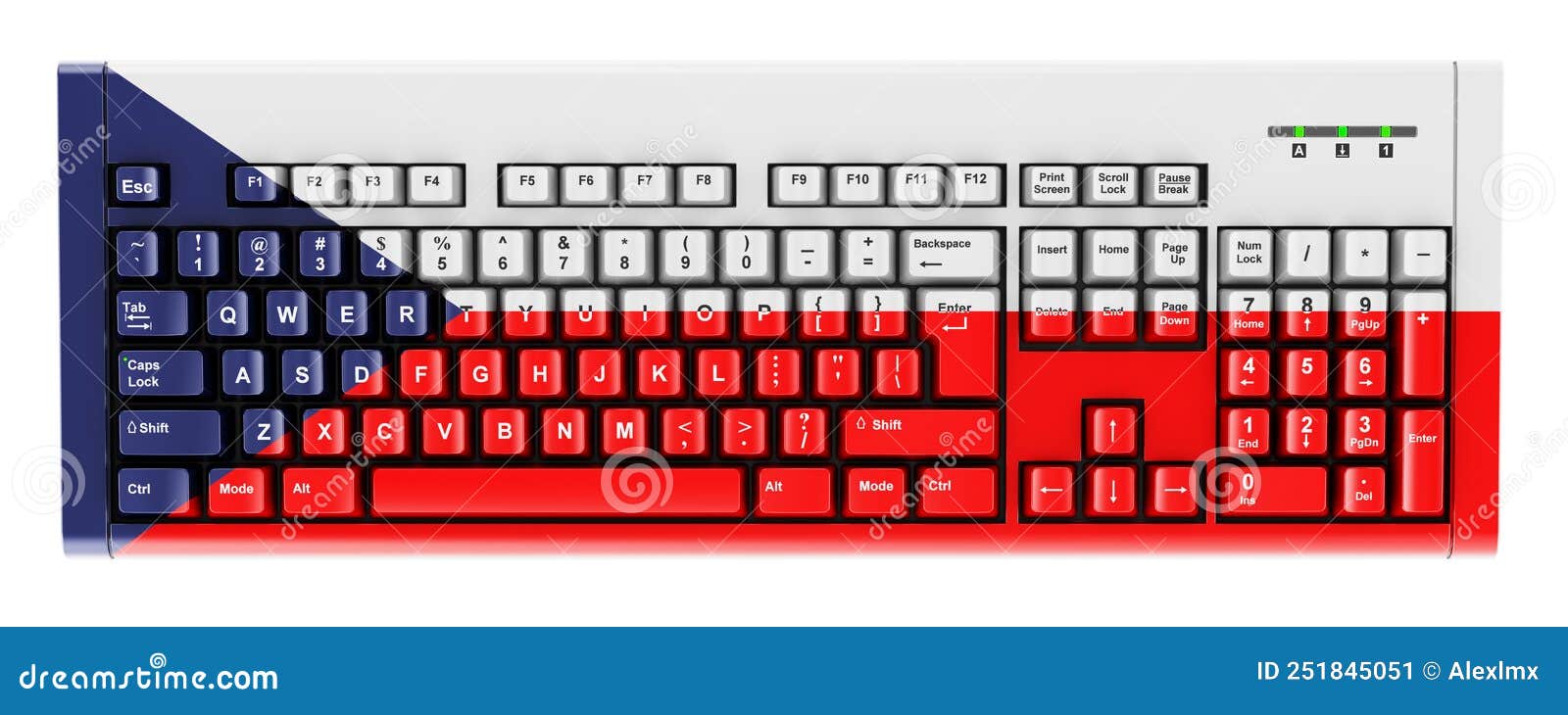 Czech Flag Painted on Computer Keyboard. 3D Rendering Stock ...