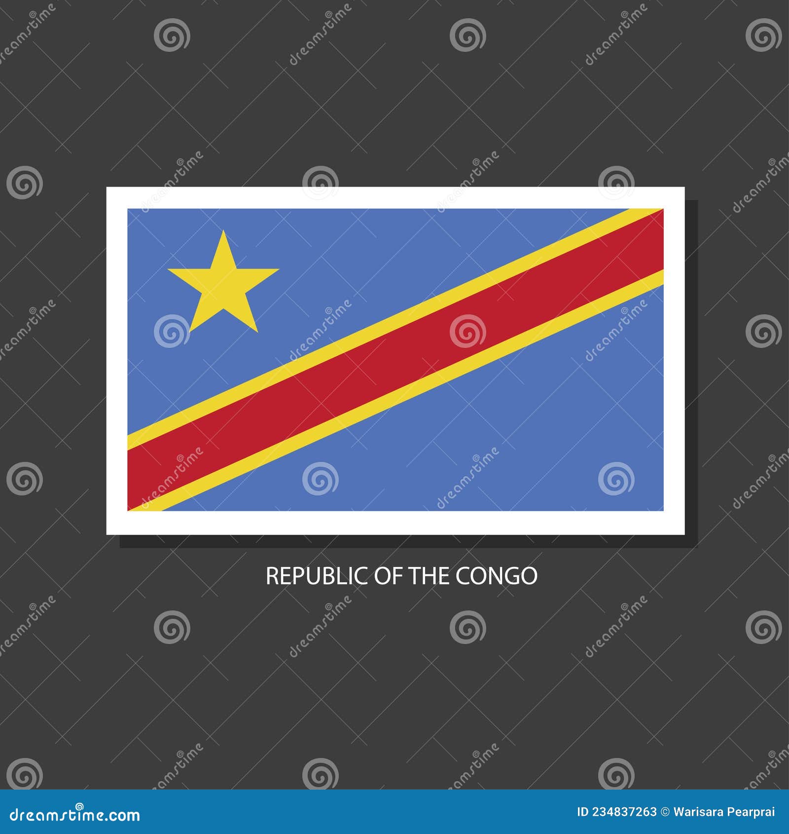 Republic Of The Congo Flag Vector Square Icon On Black Background Stock