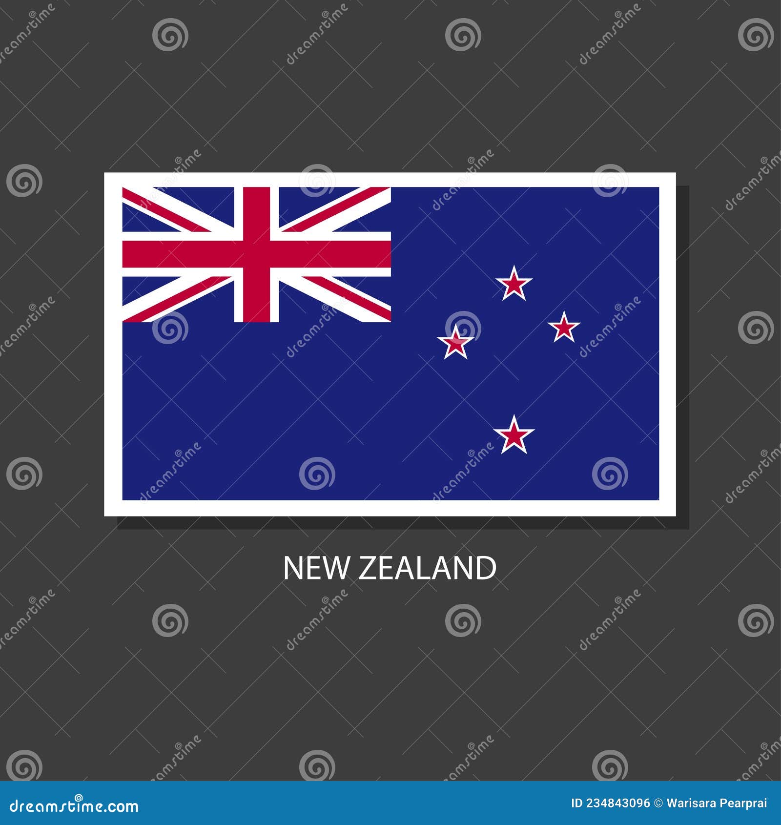 New Zealand Flag Vector Square Icon on Black Background Stock Vector ...