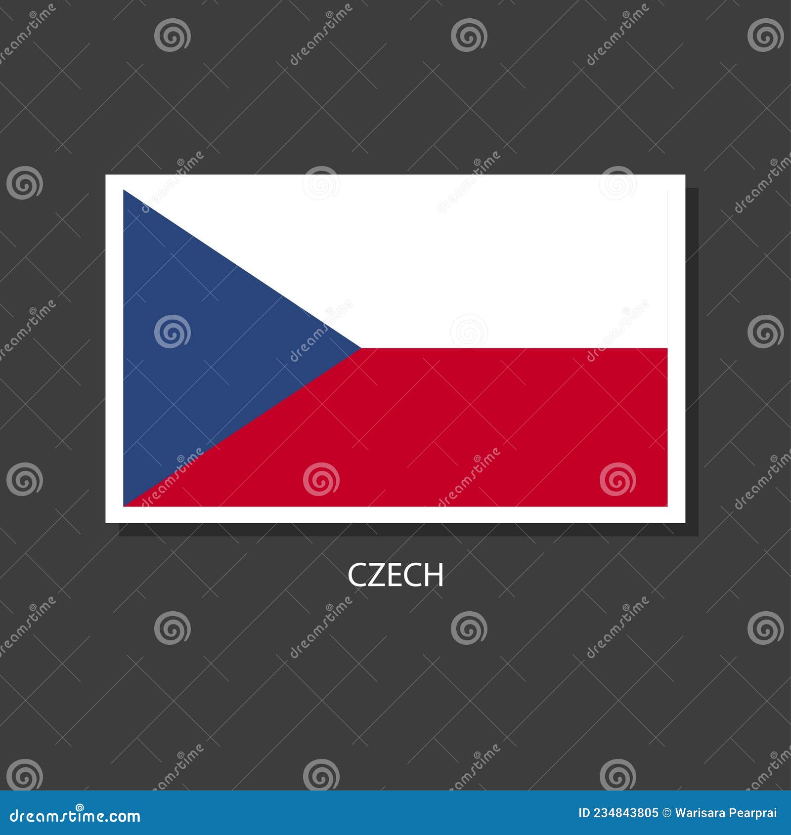 Czech Flag Vector Square Icon on Black Background Stock Vector ...