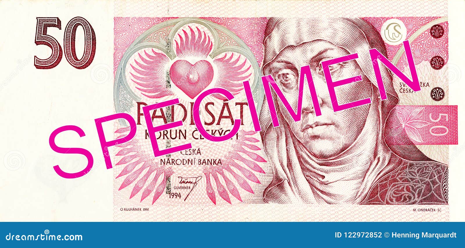 50 Czech Koruna Bank Note Obverse Stock Photo - Image of obverse, paper ...