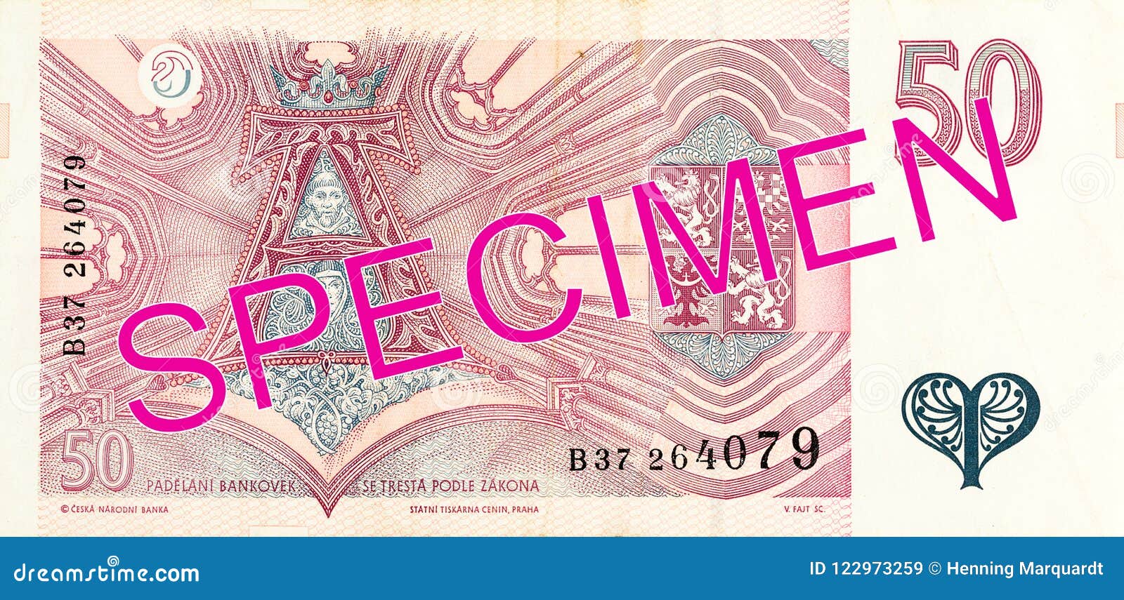 50 Czech Koruna Bank Note Reverse Stock Image - Image of krone, koruna ...