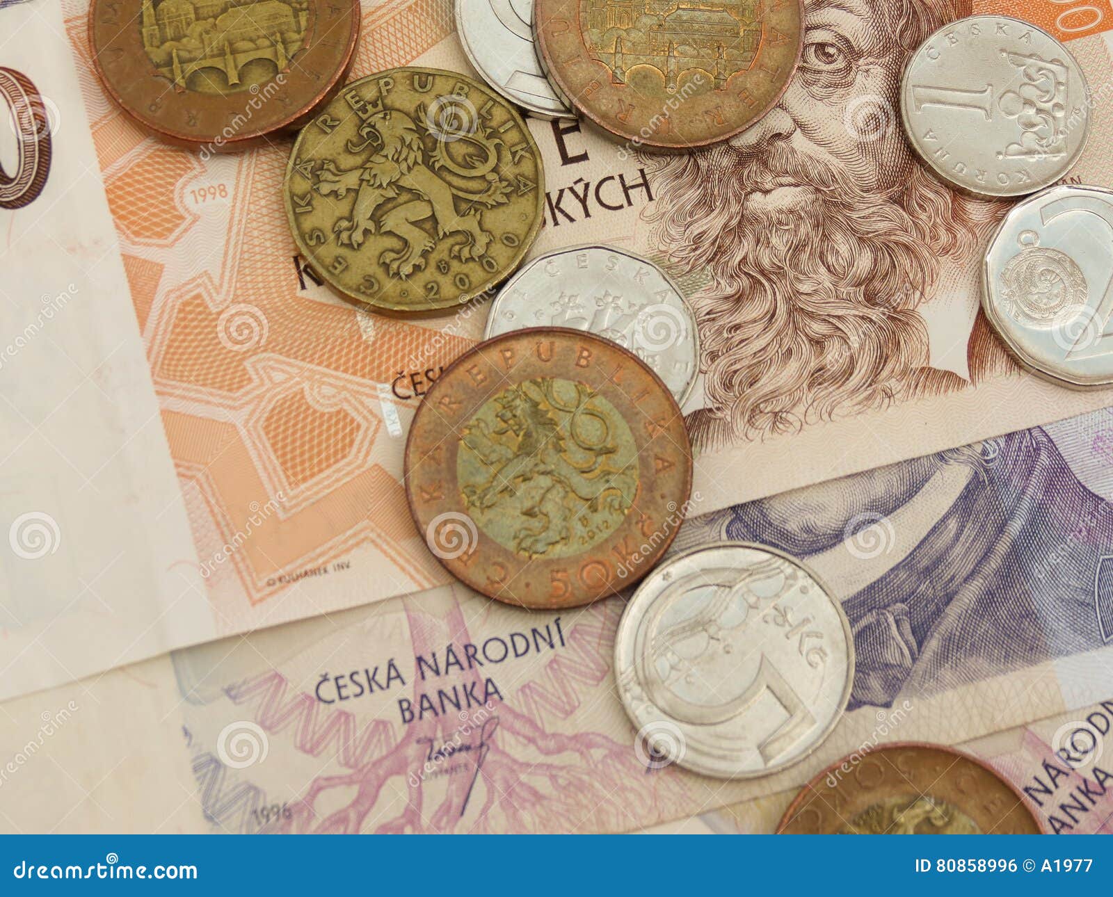 Czech Koruna Coins and Notes Stock Photo - Image of europe, coins: 80858996