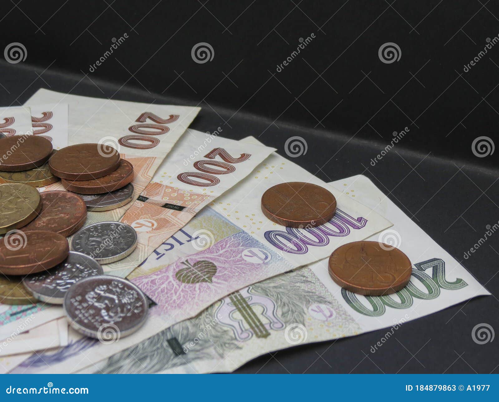 Czech Koruna Notes and Coins, Czech Republic Stock Image - Image of ...