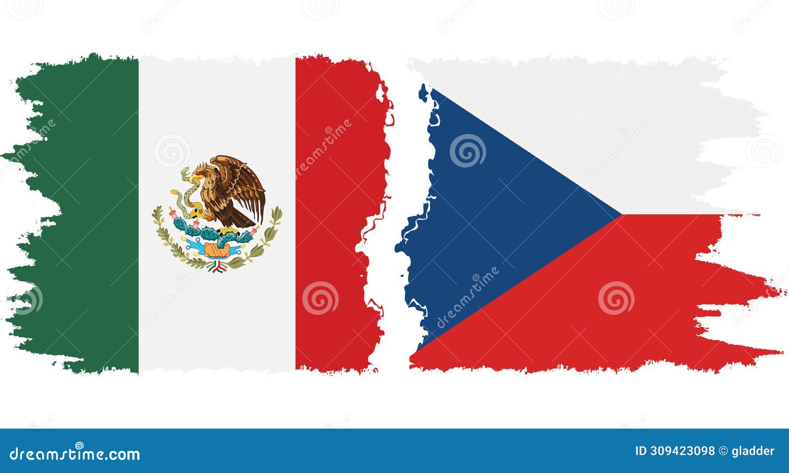 Czech and Mexico Grunge Flags Connection Vector Stock Vector ...
