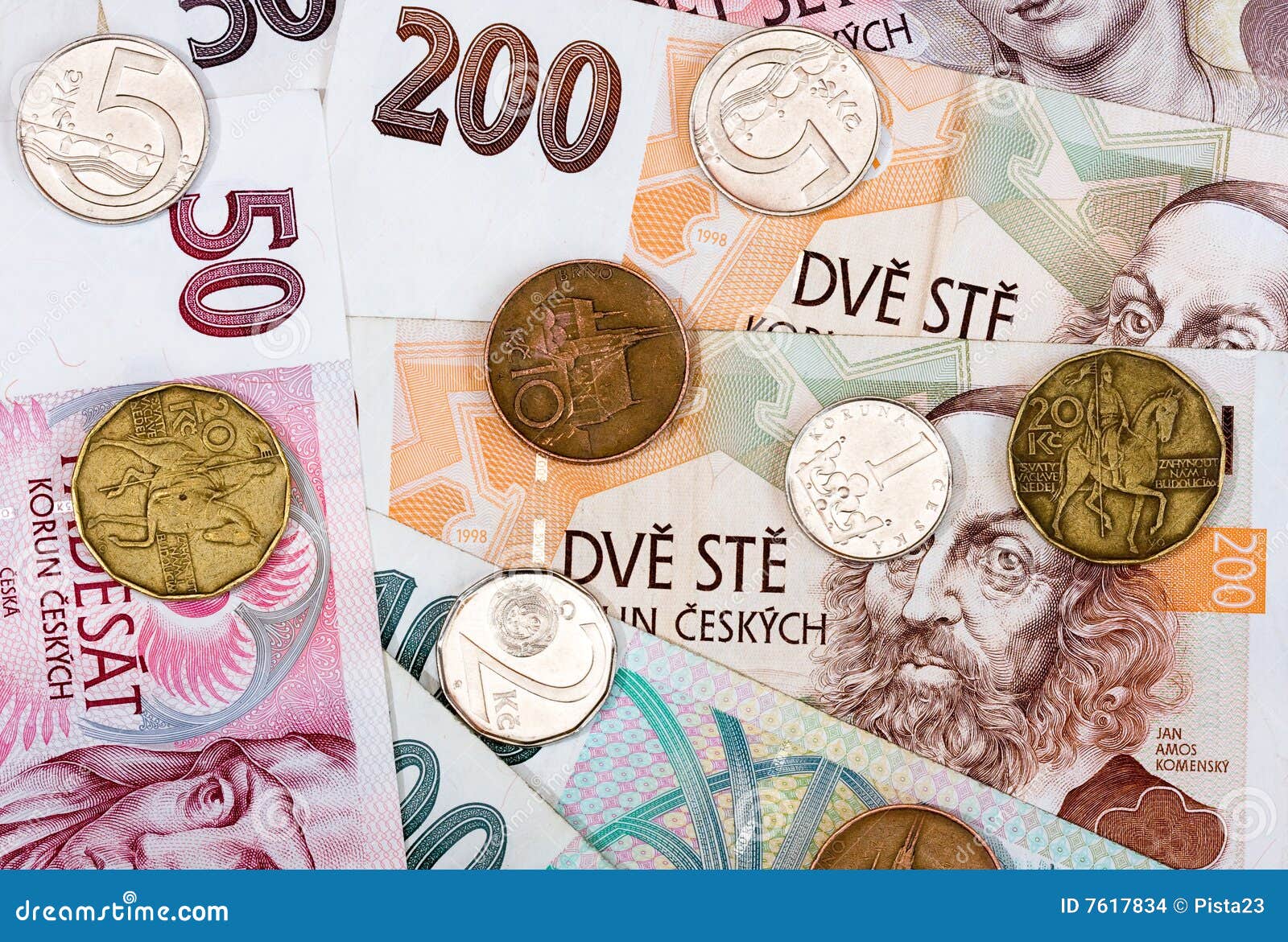Czech money stock photo. Image of financial, mintage, isolated - 7617834