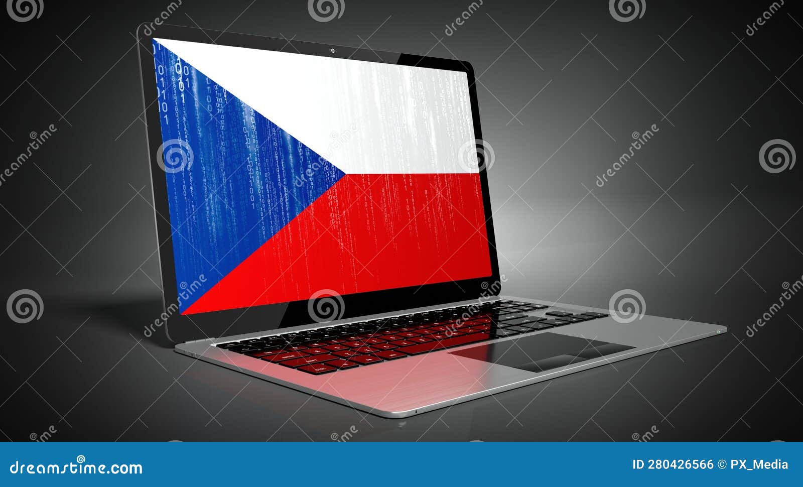 Czech Republic - Country Flag and Binary Code on Laptop Screen Stock ...