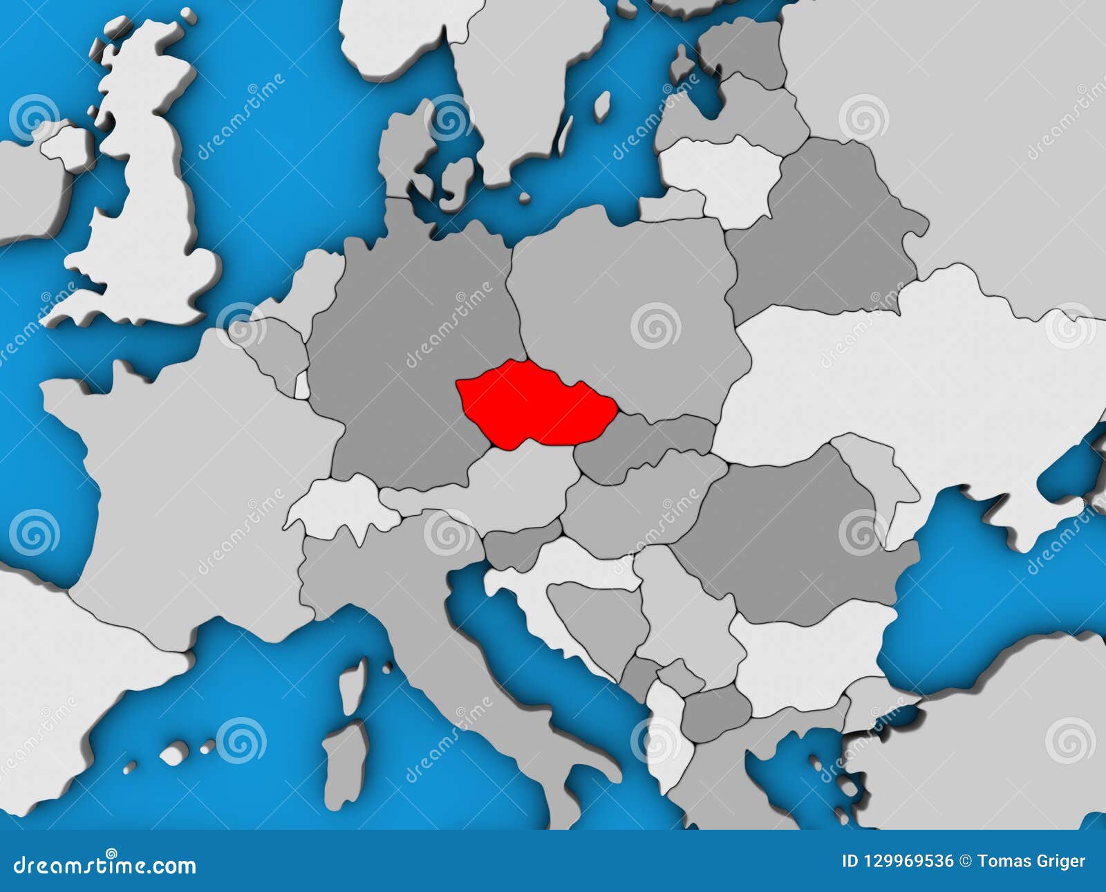 Czech republic on 3D map stock illustration. Illustration of europe ...