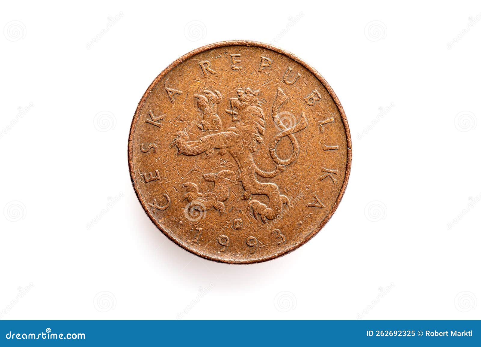 Czech Republic 10 Czech Koruna Coin with Minting Date 1993 Stock Image ...